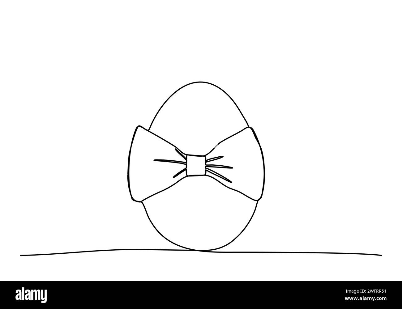 Egg with a bow, one line drawing vector illustration for Easter Stock ...
