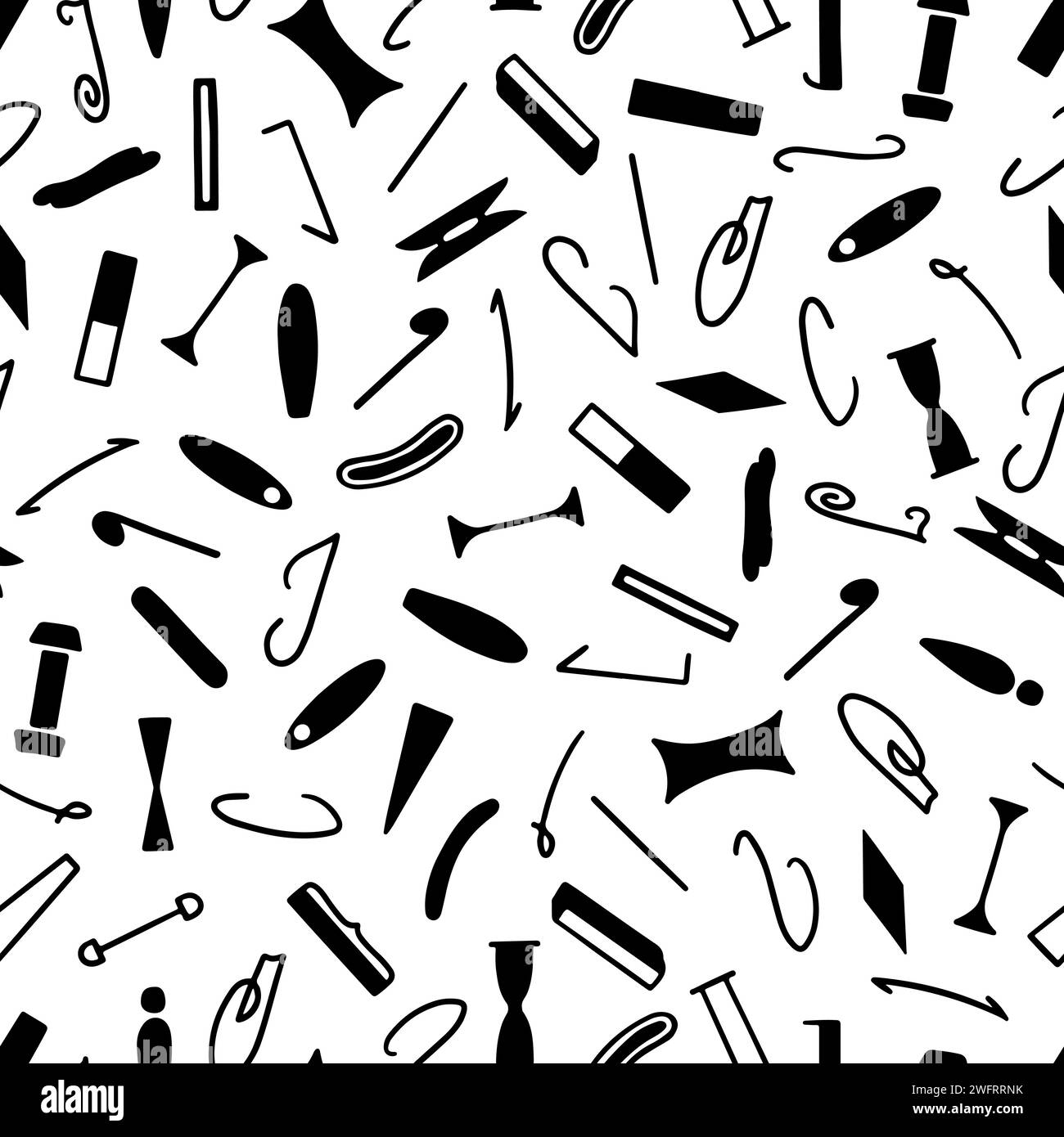 Black and white seamless pattern with the letter I in various styles ...