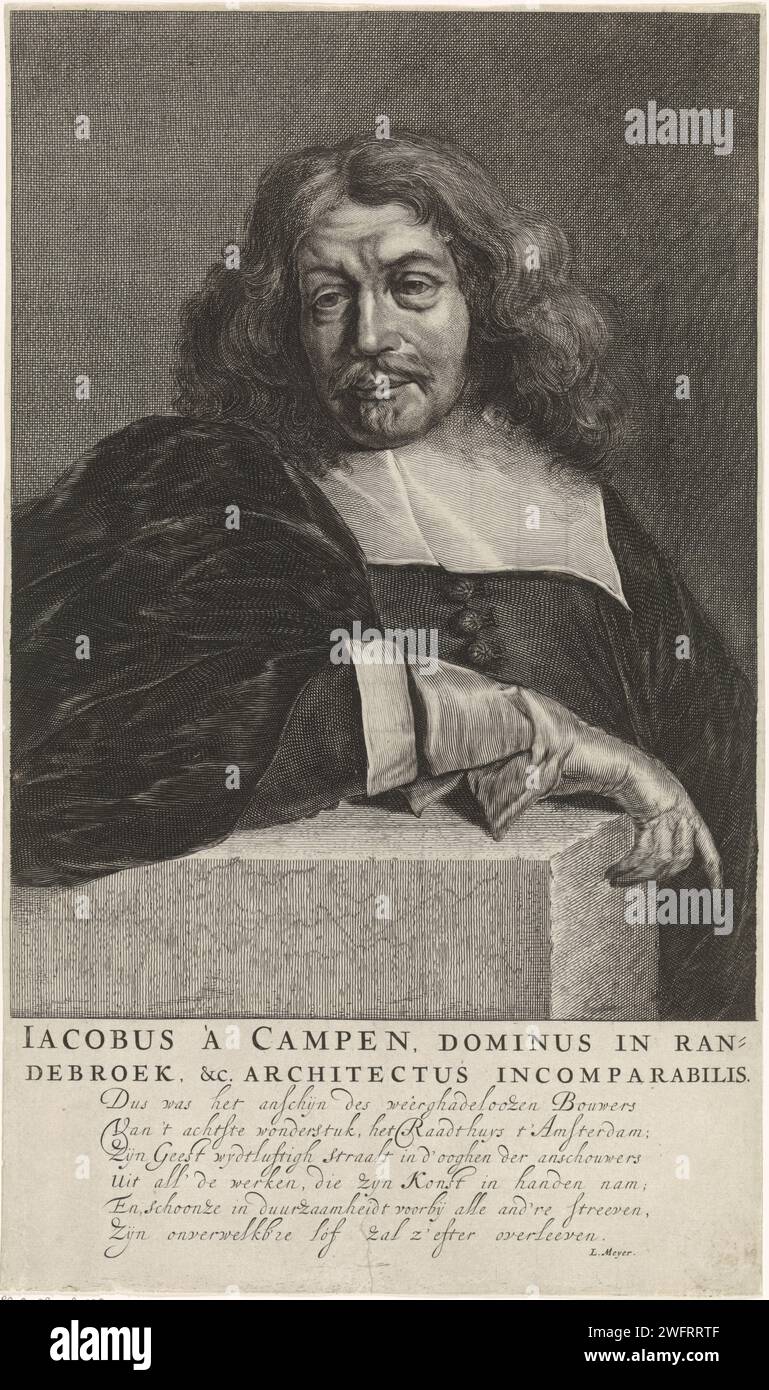 Portrait of Jacob van Campen, Abraham Lutma, After Jan Lievens, c. 1650 ...