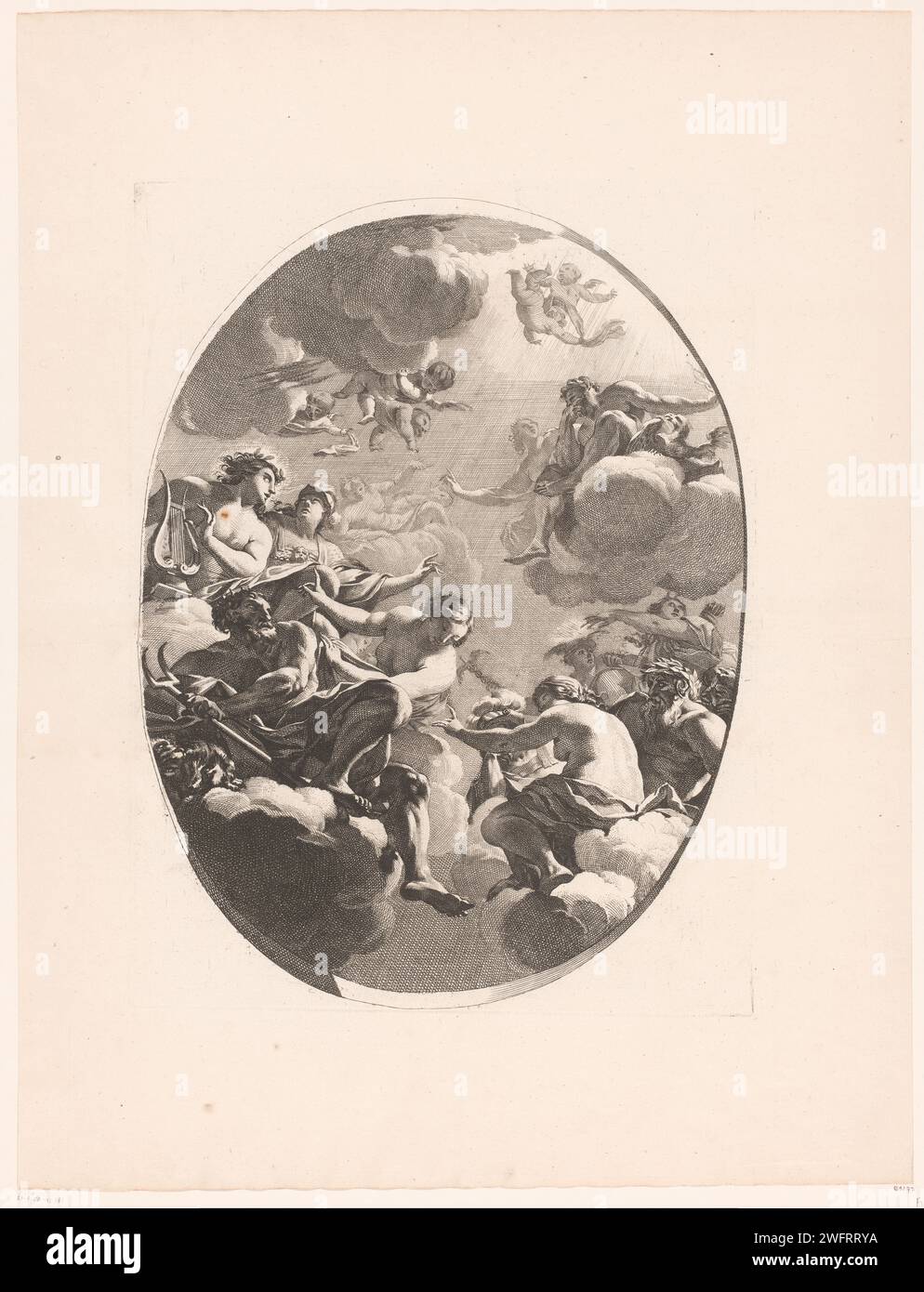 Guns on the Olympus, Michel DiGIGY, After Simon Vouet, 1640 print ...