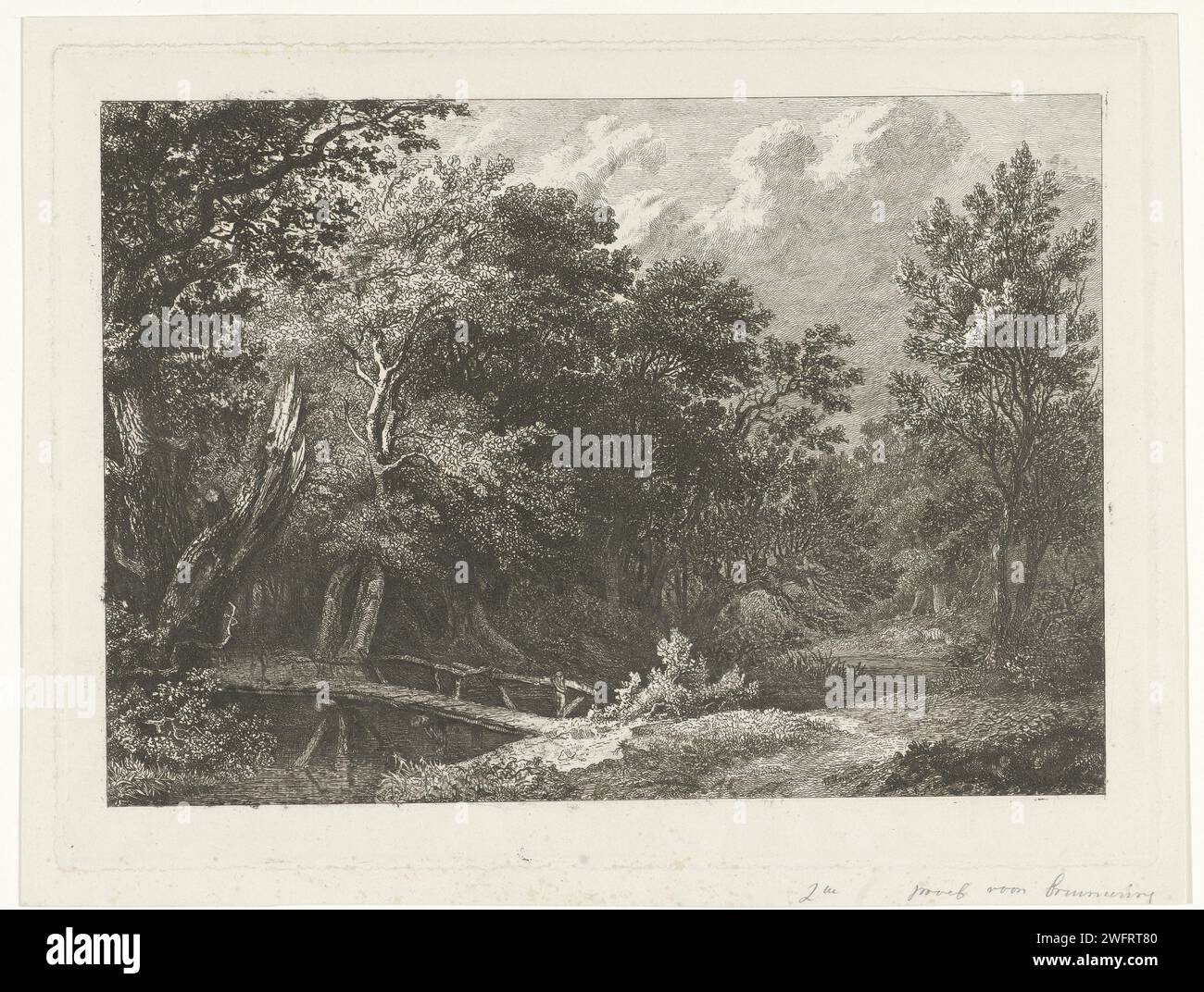 Forest face with wooden bridge, Constantinus Cornelis Huysmans, 1820 ...