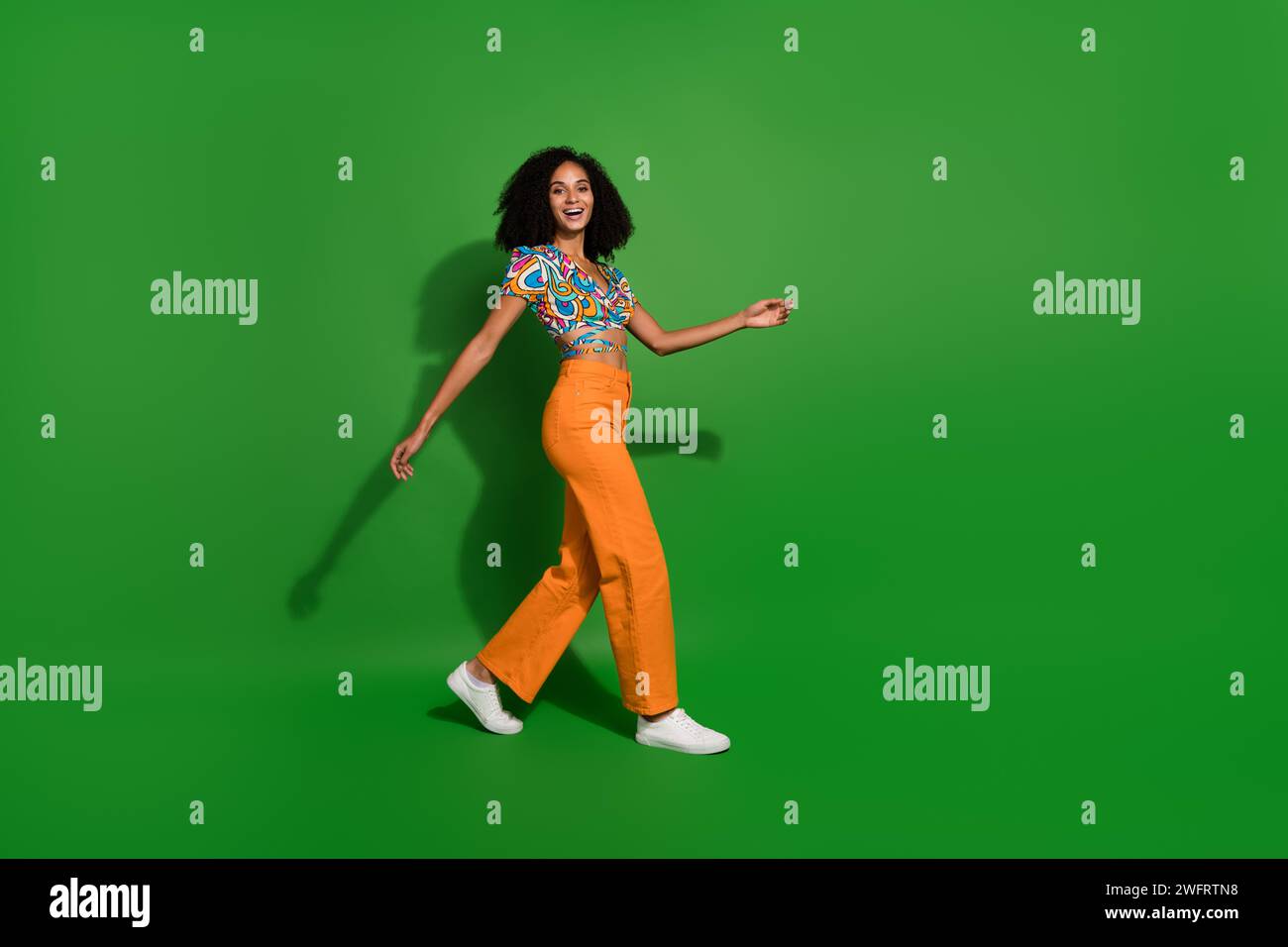 Full body size photo of friendly girlfriend young model chevelure hair ...