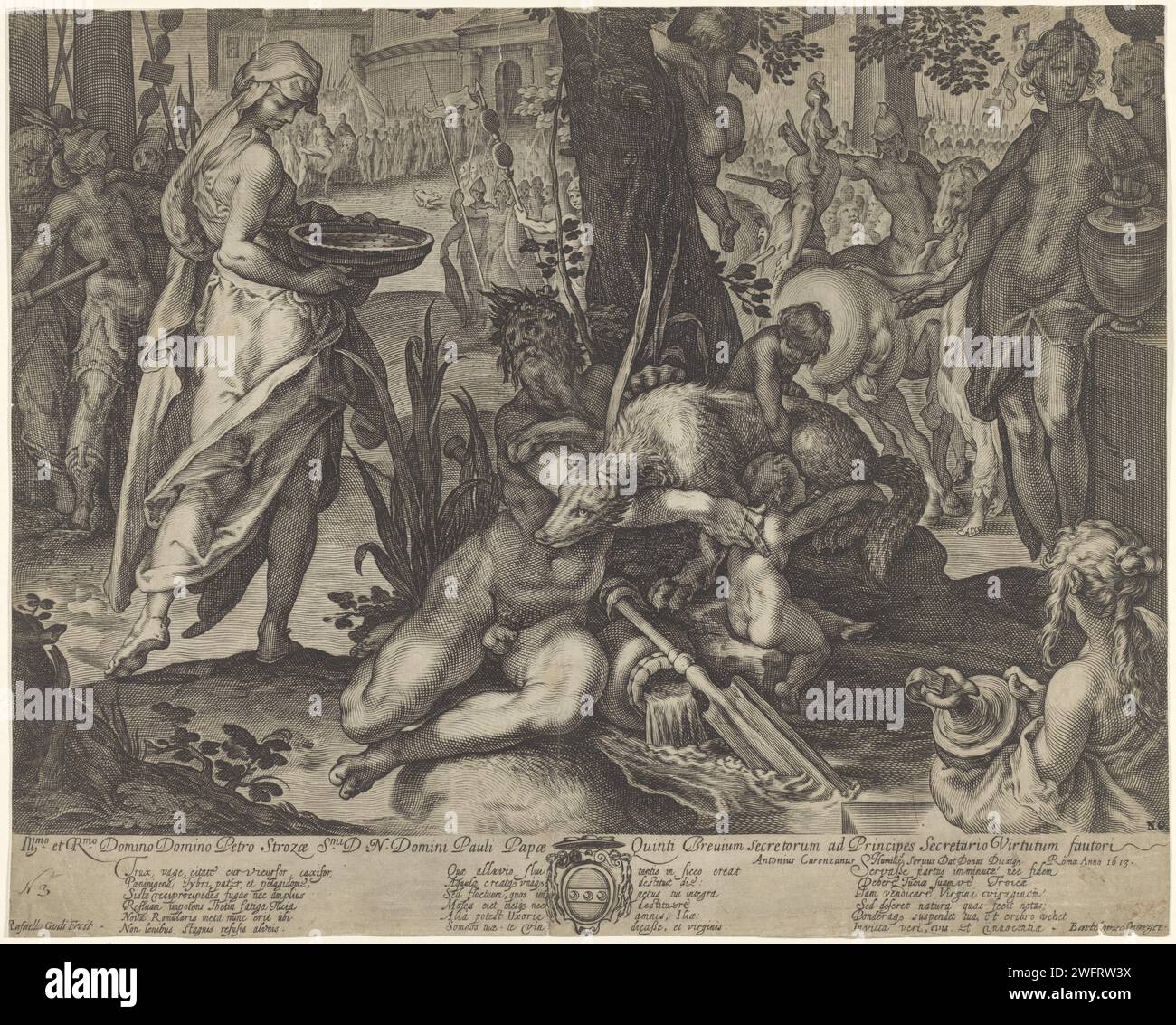 Vestal Virgin Tuccia wears water in a colander to prove her innocence ...