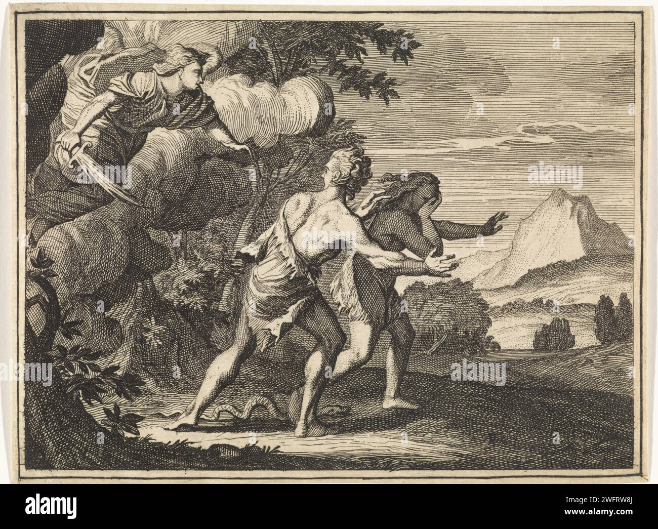 Expulsion from Paradise, Caspar Luyken, 1712 print Amsterdam paper etching expulsion of Adam and ...