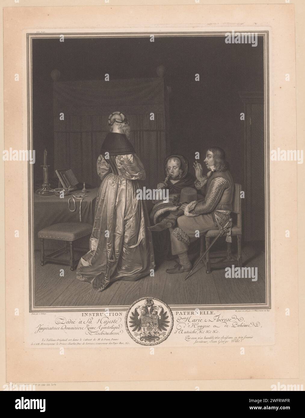 Man and two women in an interior, Johann Georg Wille, After Gerard ter ...