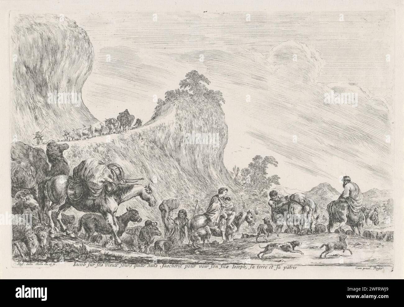 Jakob trip to Egypt, Stefano della Bella, 1620 - 1664 print Jakob ...
