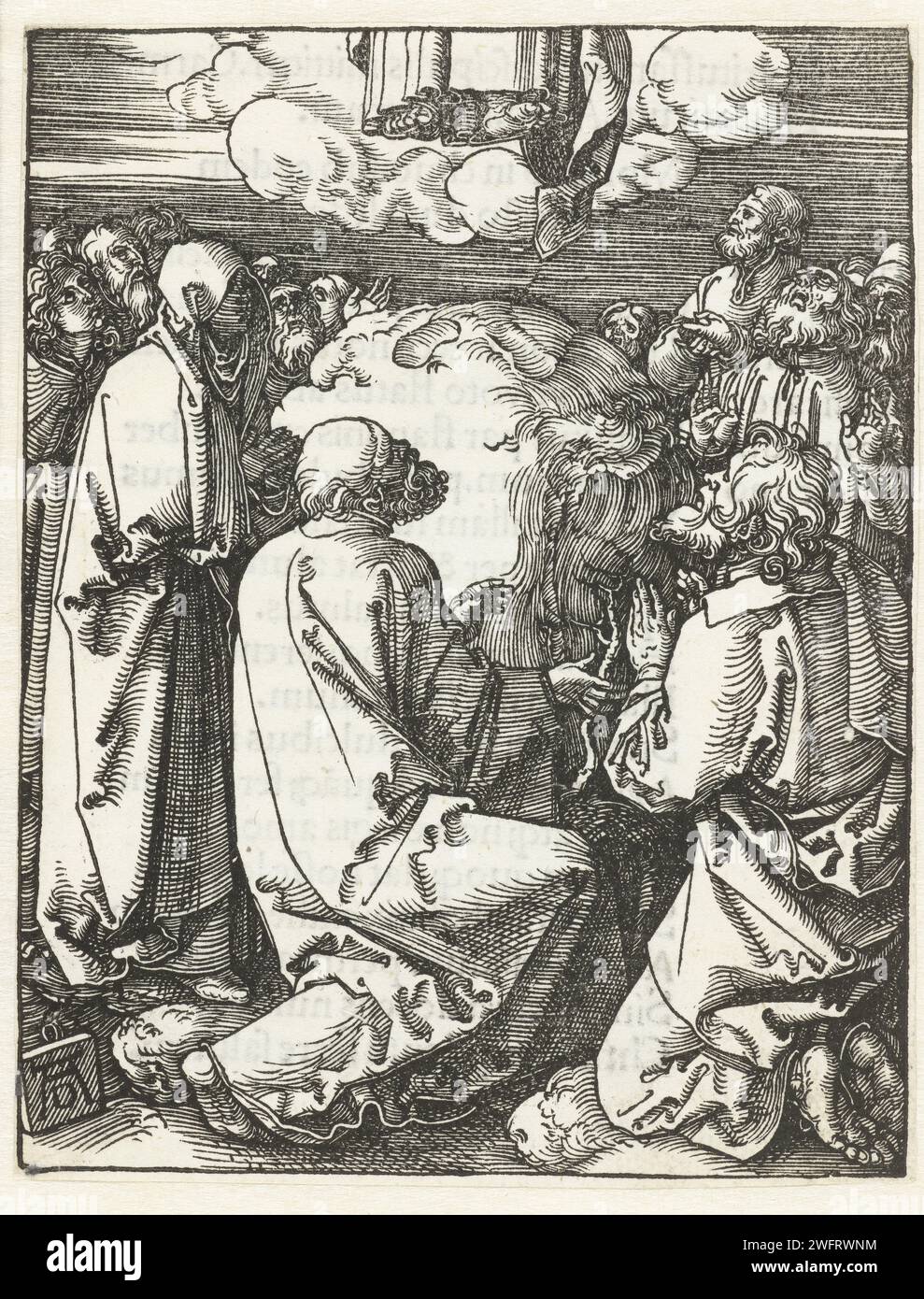Ascension, Albrecht Dürer, 1510 print Christ rises to heaven in the presence of his disciples ...