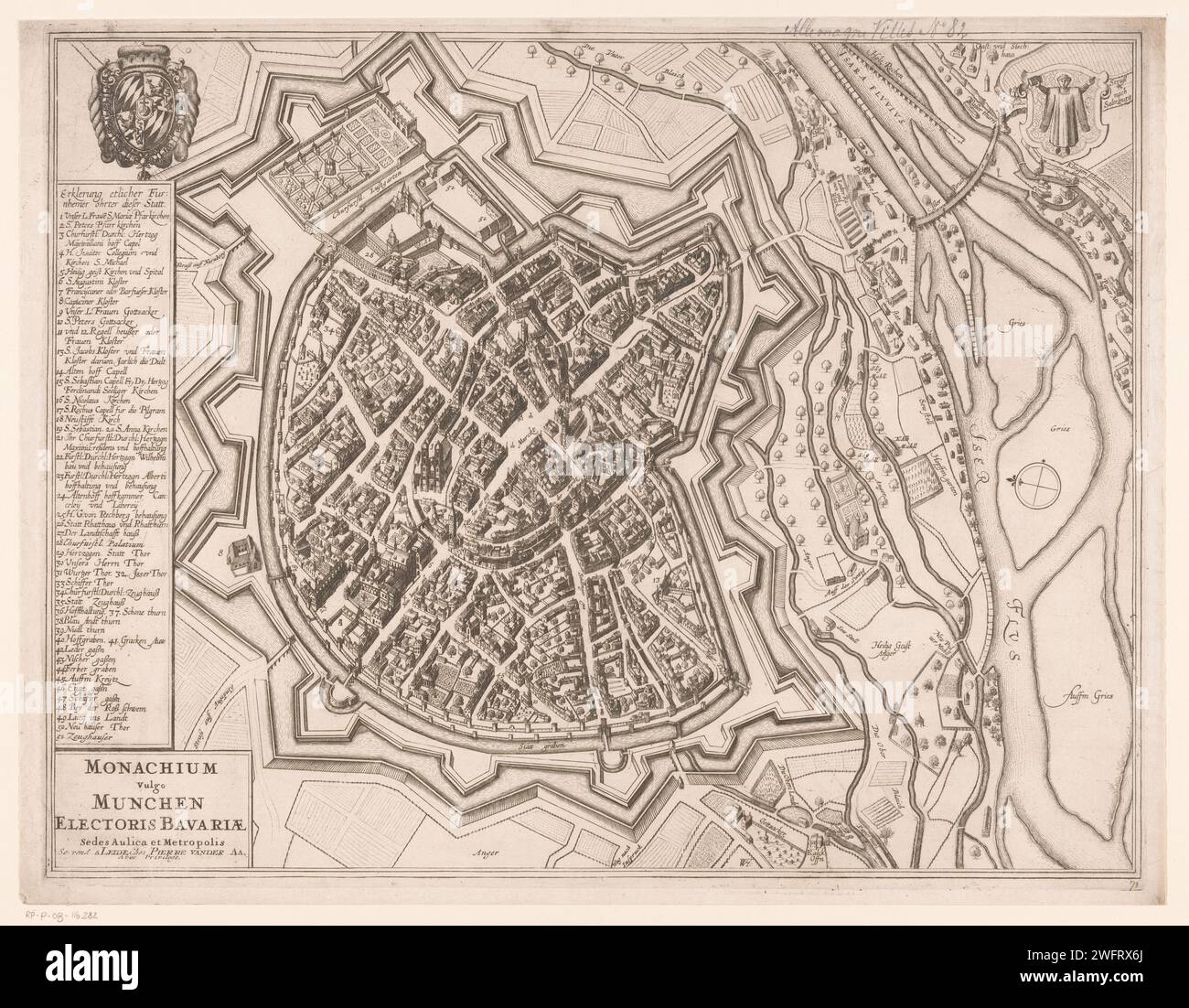 Map of Munich, Wencslaus Hollar, 1729 - 1733 print Munich map with ...