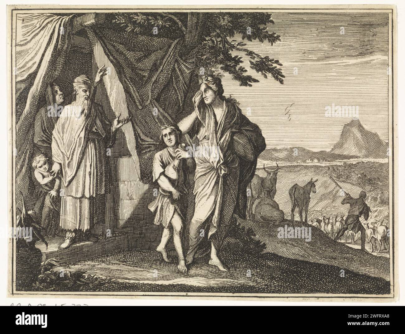 Abraham Verwoot Hagar and Ismaël, Caspar Luyken, 1712 print Amsterdam paper etching the ...
