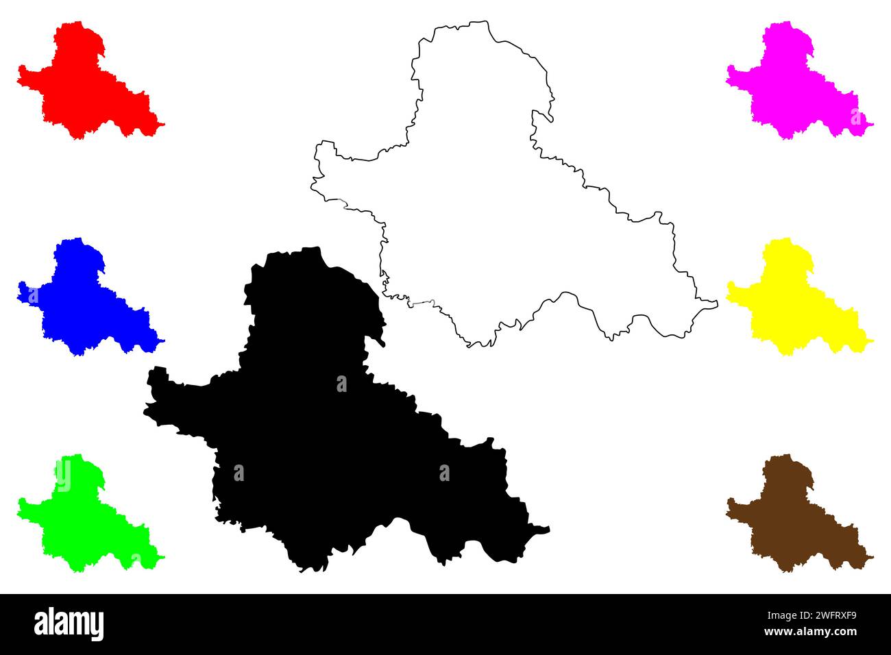 Fuyang city (People's Republic of China, PRC) map vector illustration ...