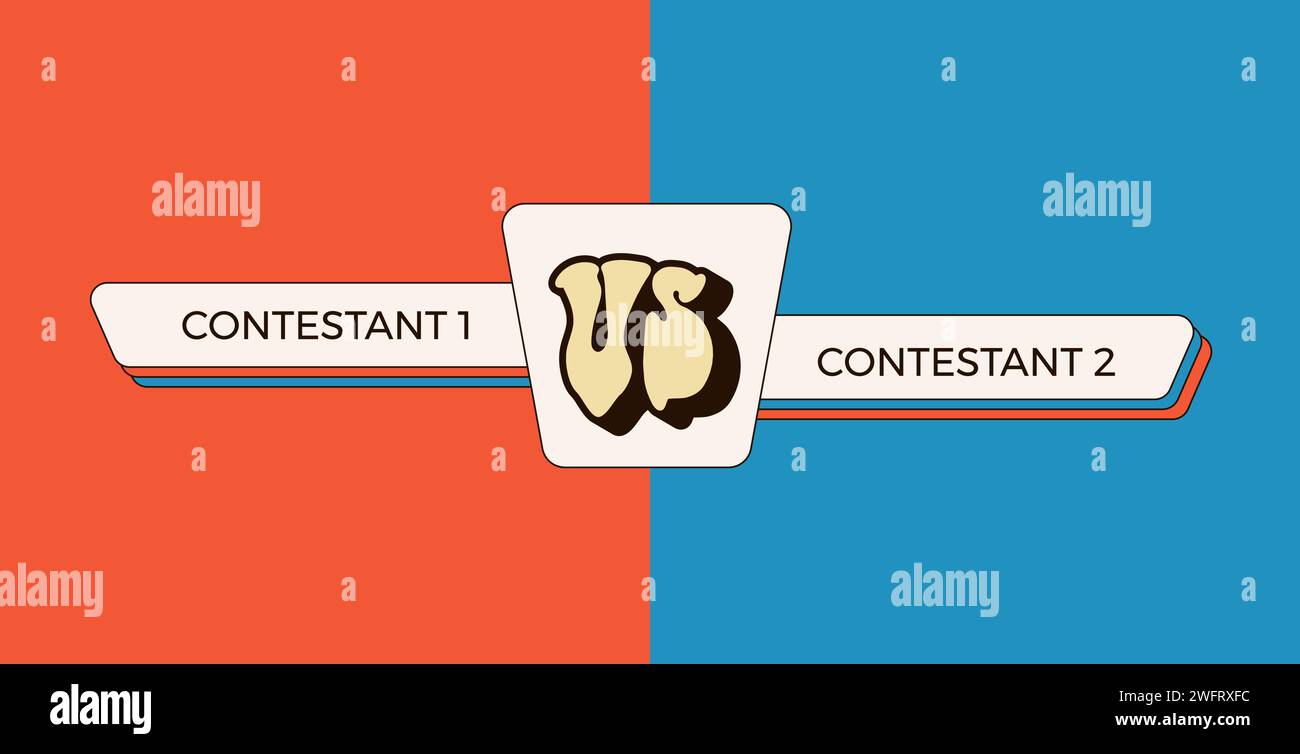 Versus comparison blank. Vs groovy retro poster. Battle cover with ...