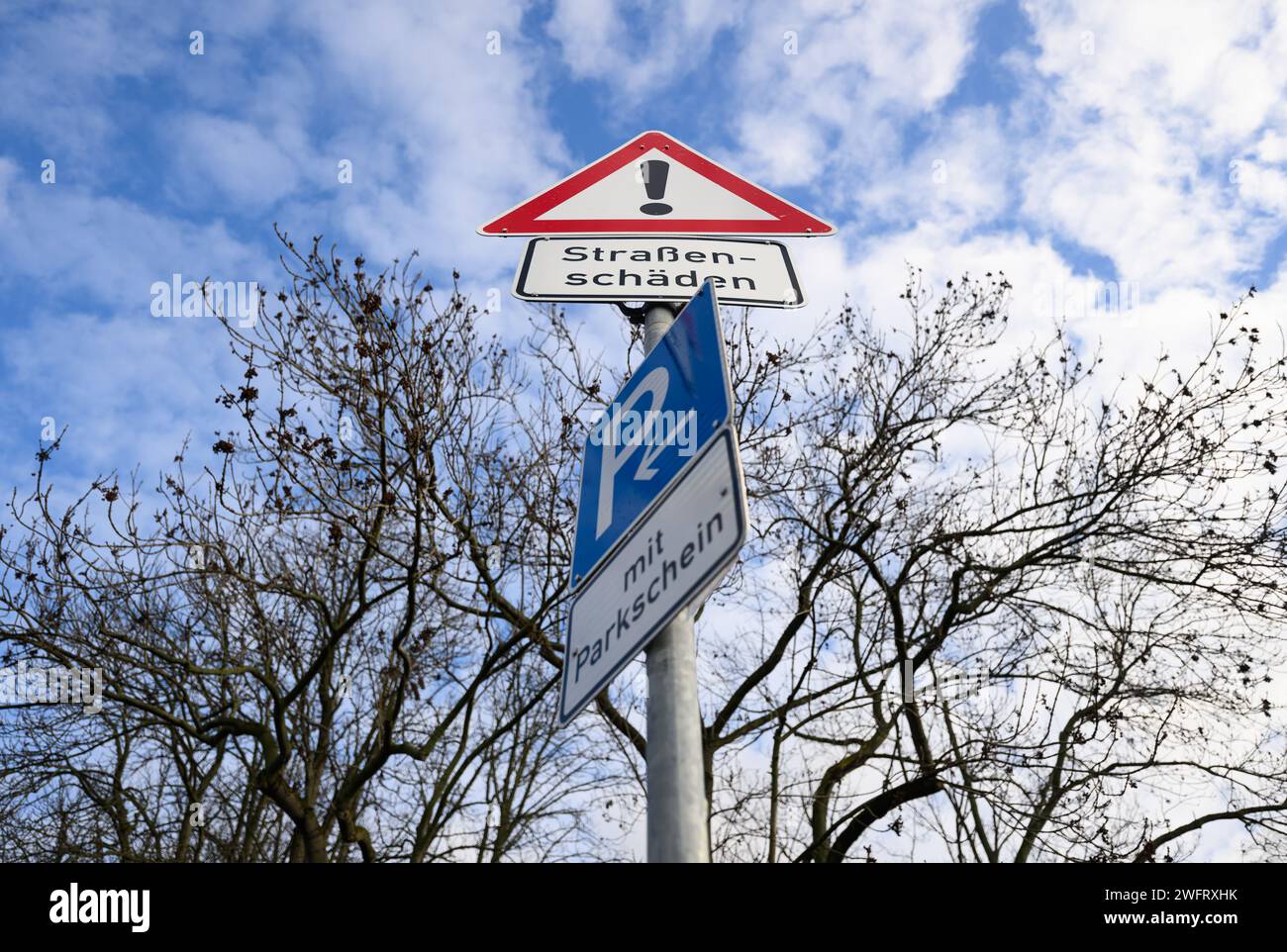 Dresden, Germany. 01st Feb, 2024. The traffic signs "Attention Road ...
