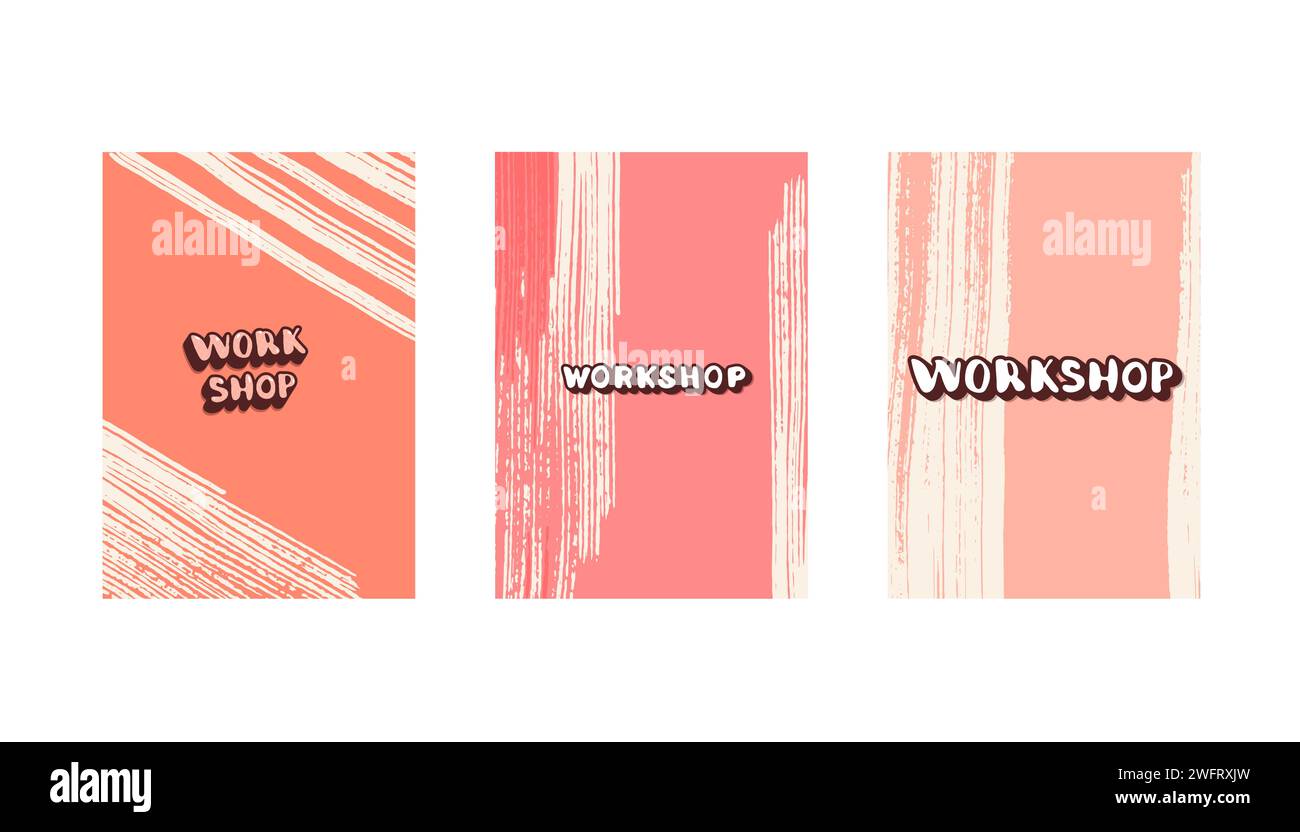 Workshop banners set with handwritten lettering banner. Templates for ...