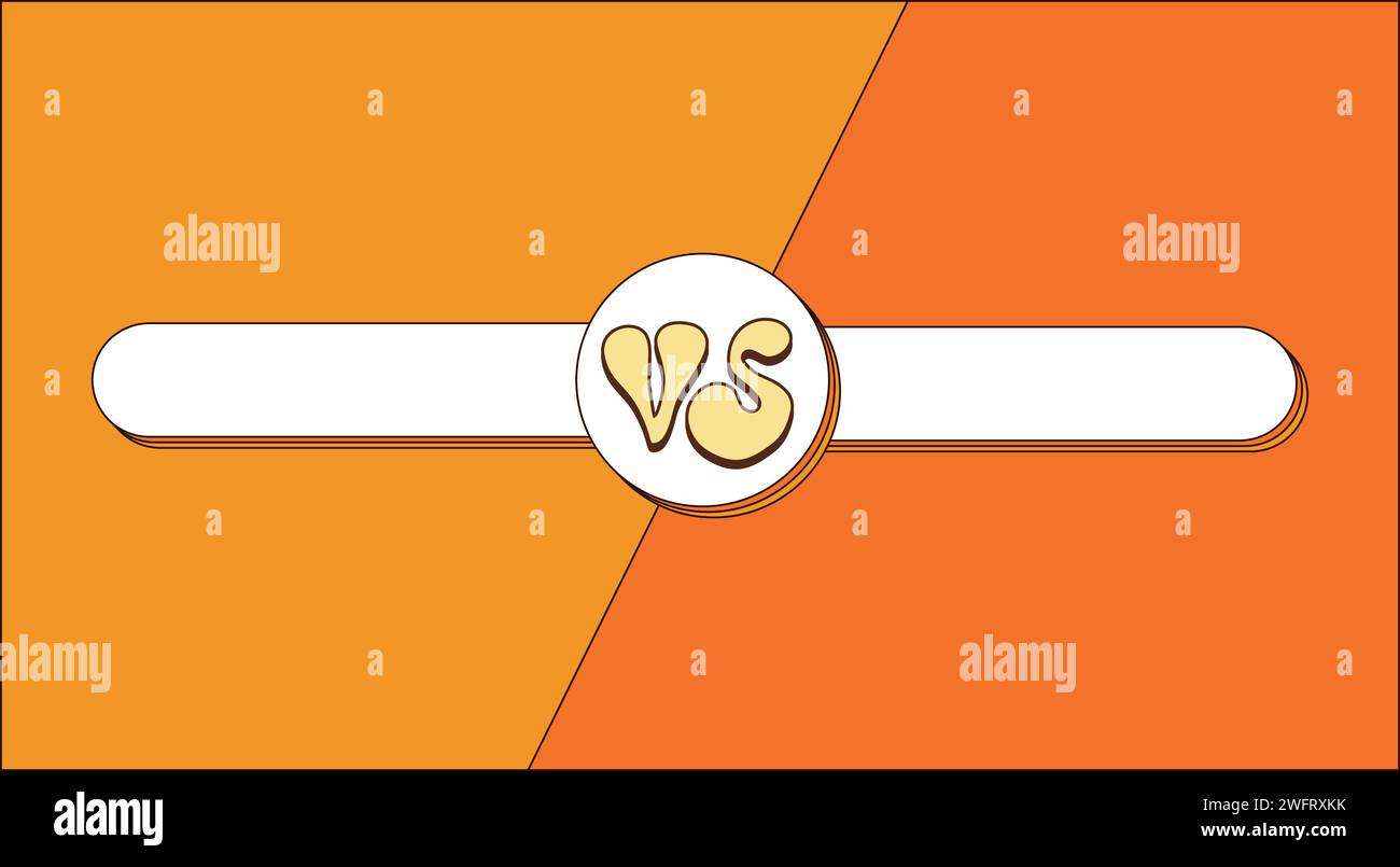 Versus retro blank. Vs groovy poster. Battle cover with emblem and ...