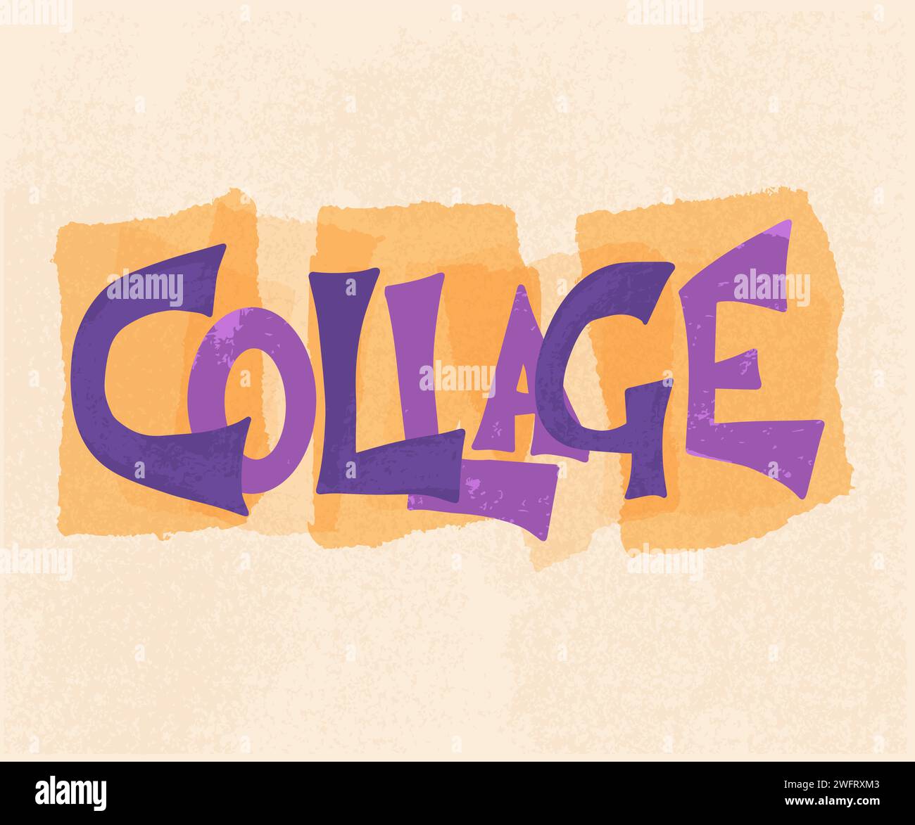 Collage handwritten lettering. Hand drawn word for mixed media. Vector ...