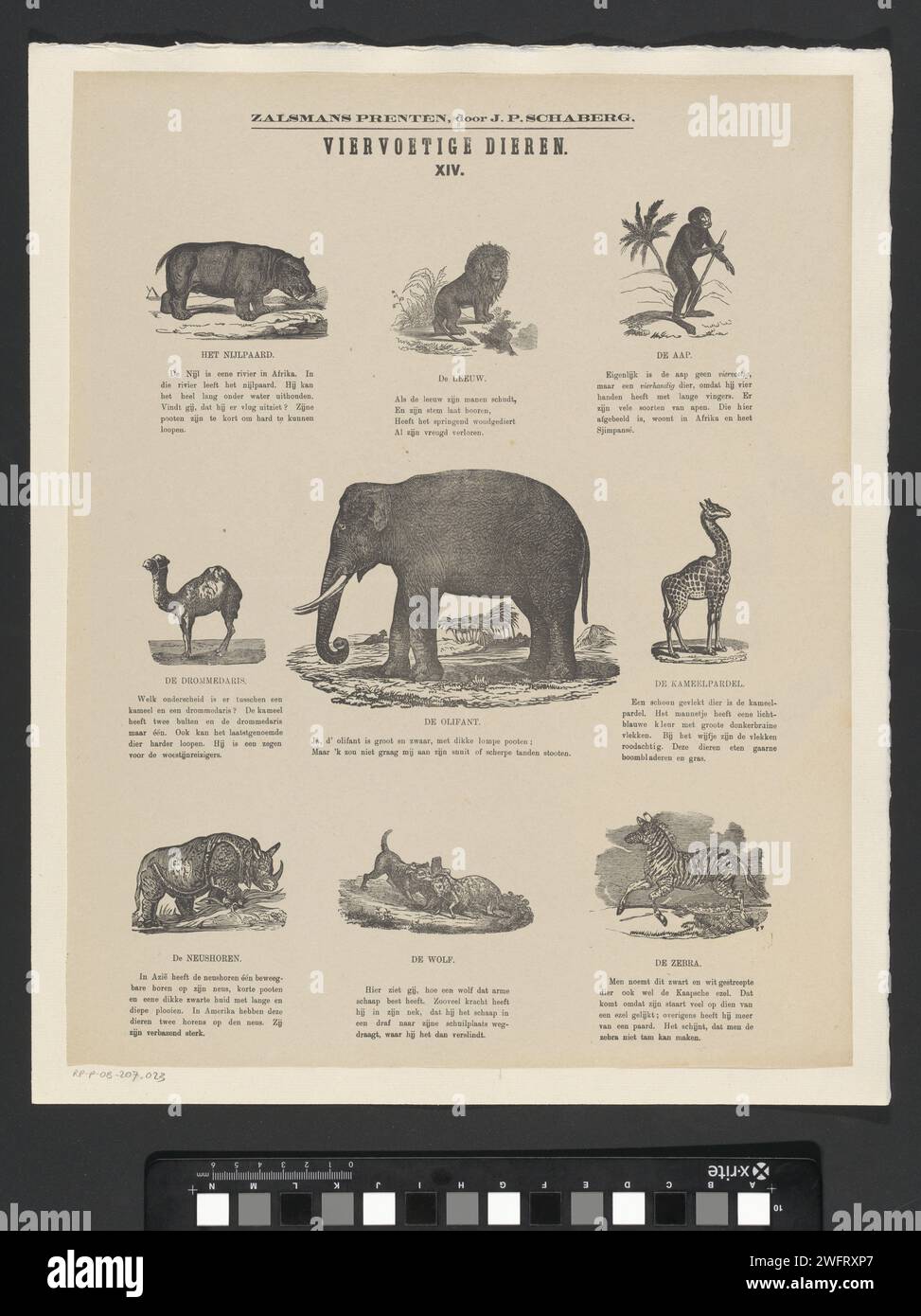 Four -legged Animals, 1869 - 1882 print Leaf with 9 performances of ...