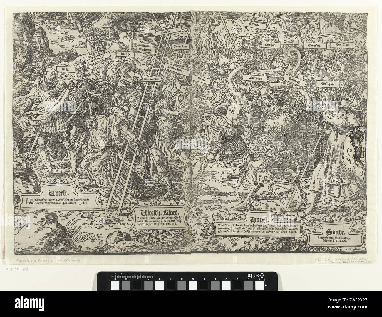 Battle between the heavenly and hellish army shears, Bernard van Orley ...