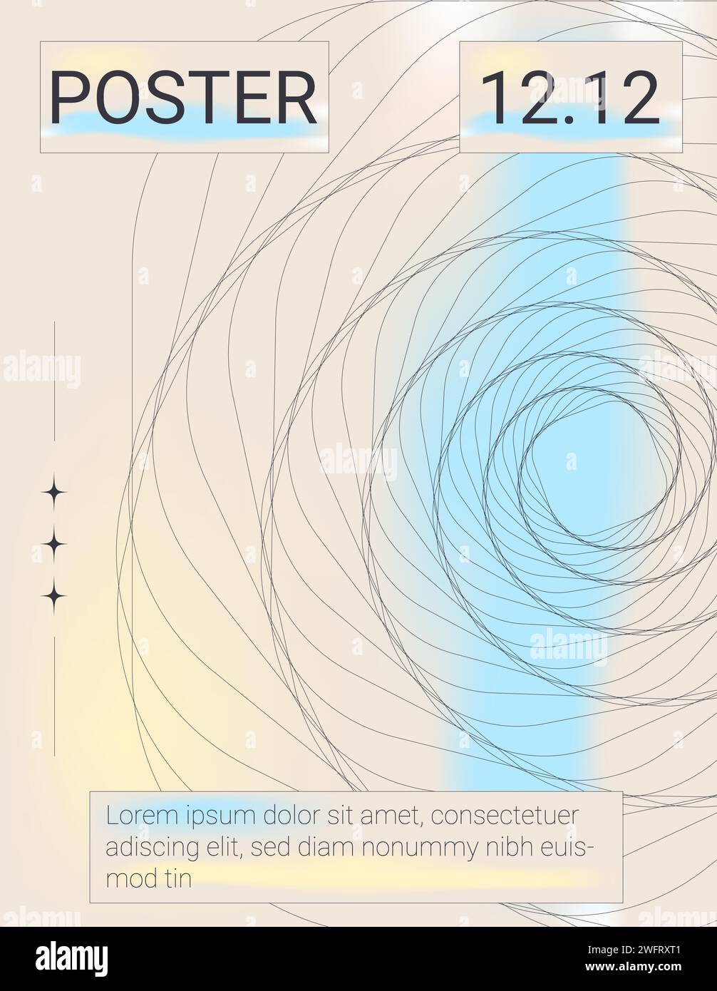 Futuristic simple poster template. Minimalistic cover with line shape ...
