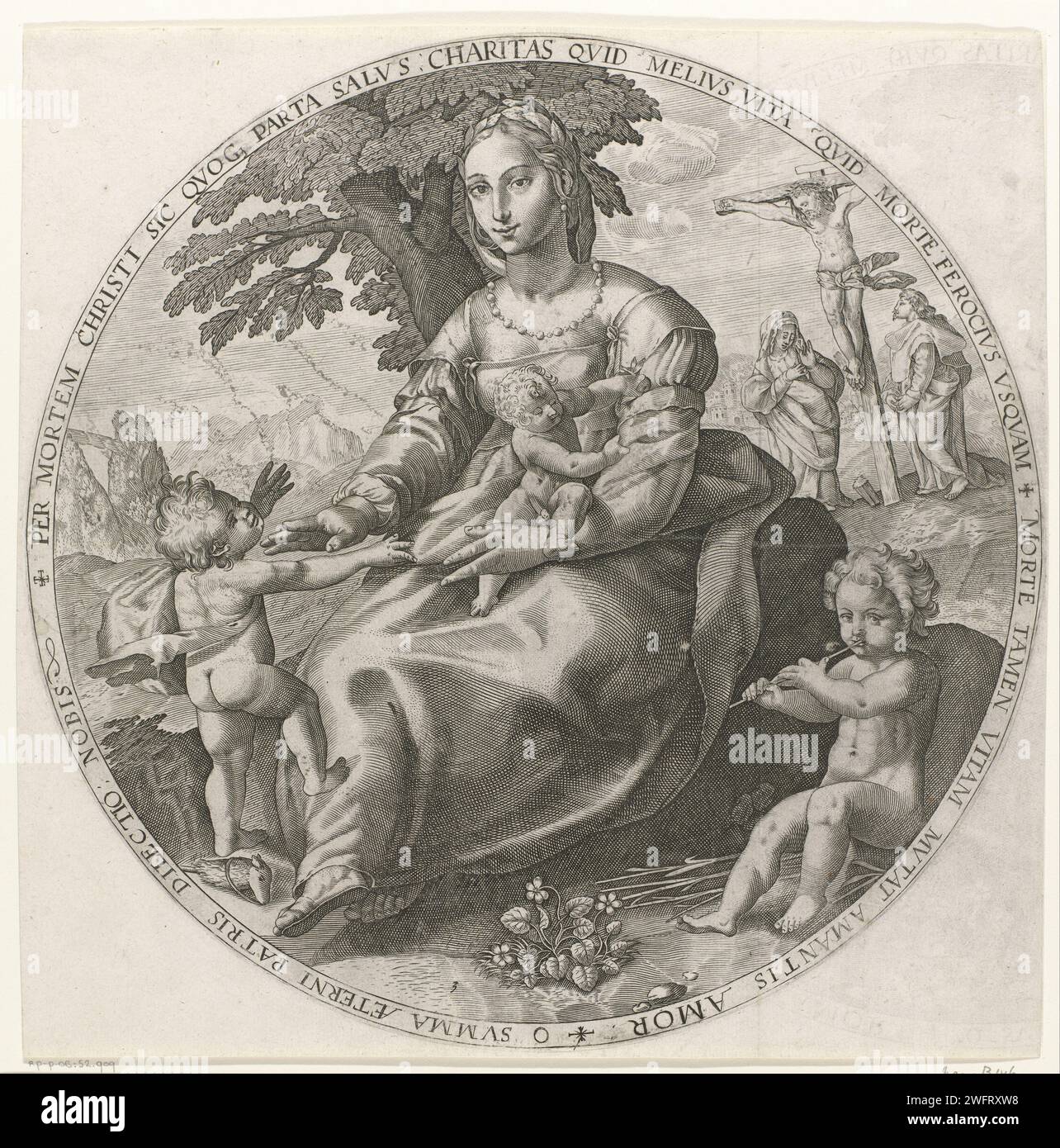 Liefde, anonymous, after Hendrick Goltzius, 1592 - 1635 print The personification of love, one ...