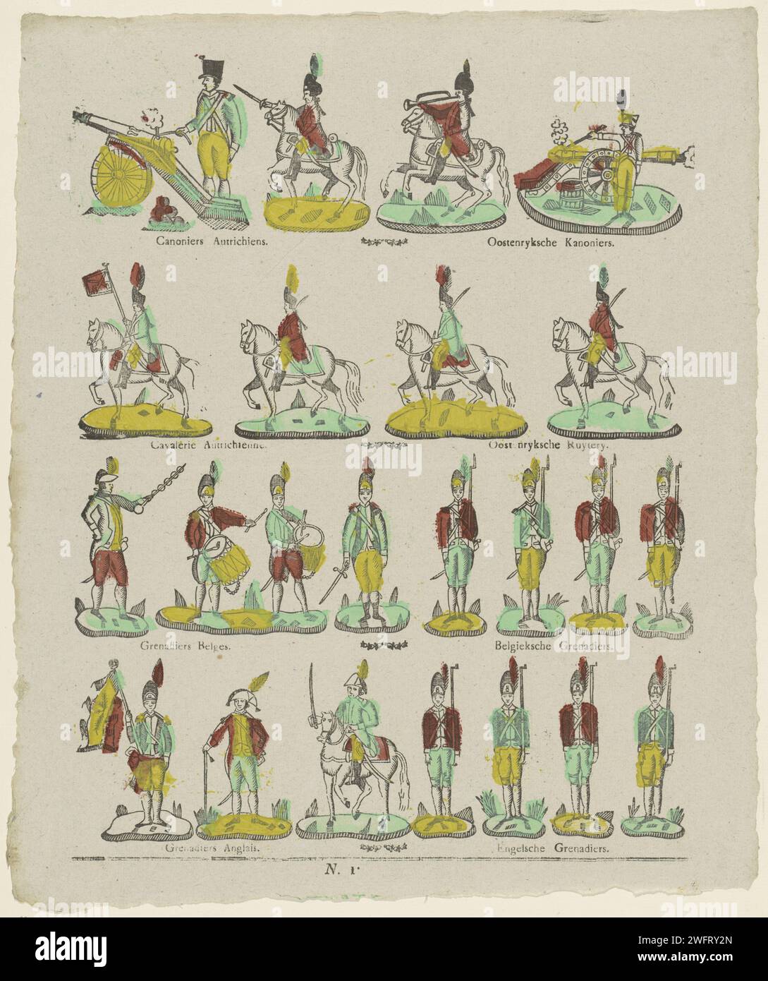 Soldiers, 1800 - 1833 print Leaf with 4 horizontal rows with a total of ...