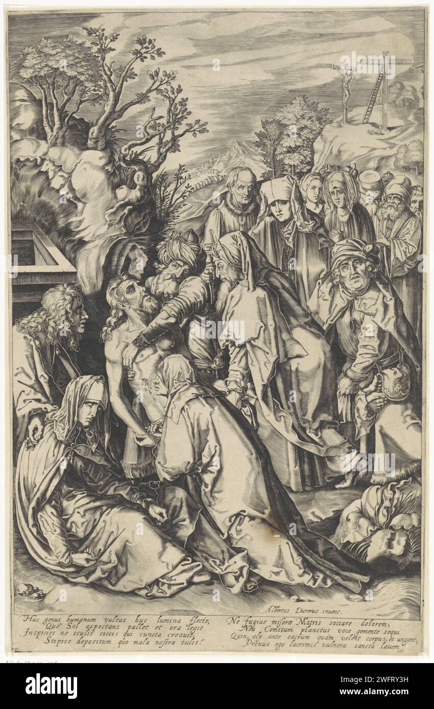 Graflegging van Christus, anonymous, after Albrecht Dürer, 1601 - 1652 print The body of Christ ...