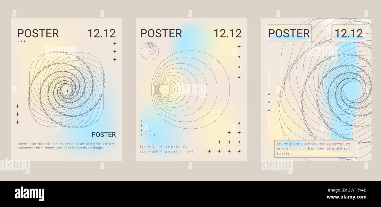 Posters set with geometric elements and copy space. Minimalistic covers ...