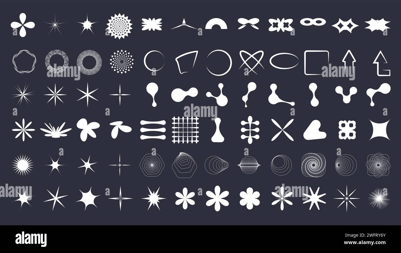 Set of simple design shapes. Collection of y2k elements and graphic ...