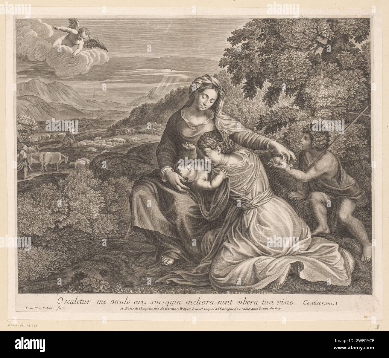 Holy family with H. Catharina, Charles Audran, After Titian, 1604 ...