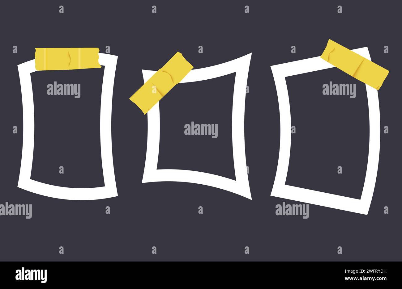 Picture frames taped. Photo border with scotch set. Vector illustration ...