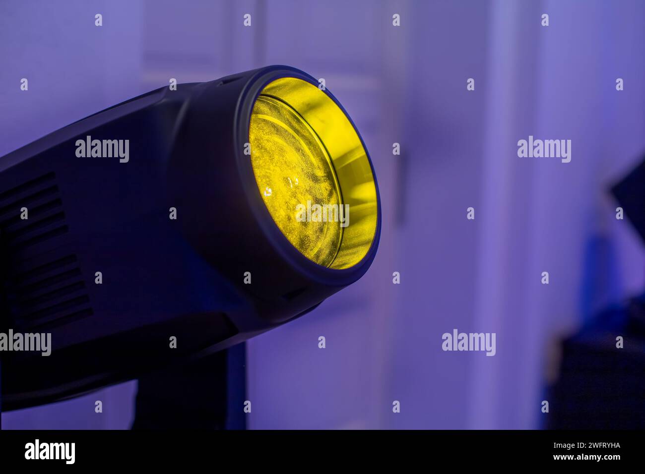 yellow led spotlight at party Stock Photo - Alamy