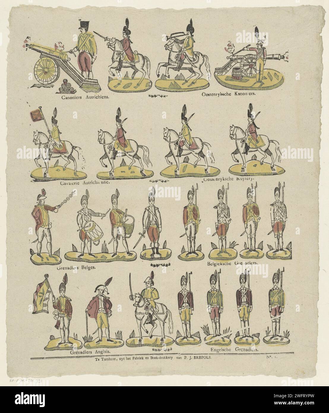 Soldiers, 1800 - 1833 print Leaf with 4 horizontal rows with a total of ...