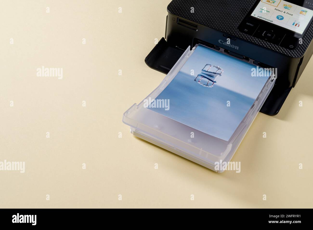 Antalya, Turkey - January 31, 2024: Canon Selphy CP1500 mobile photo ...