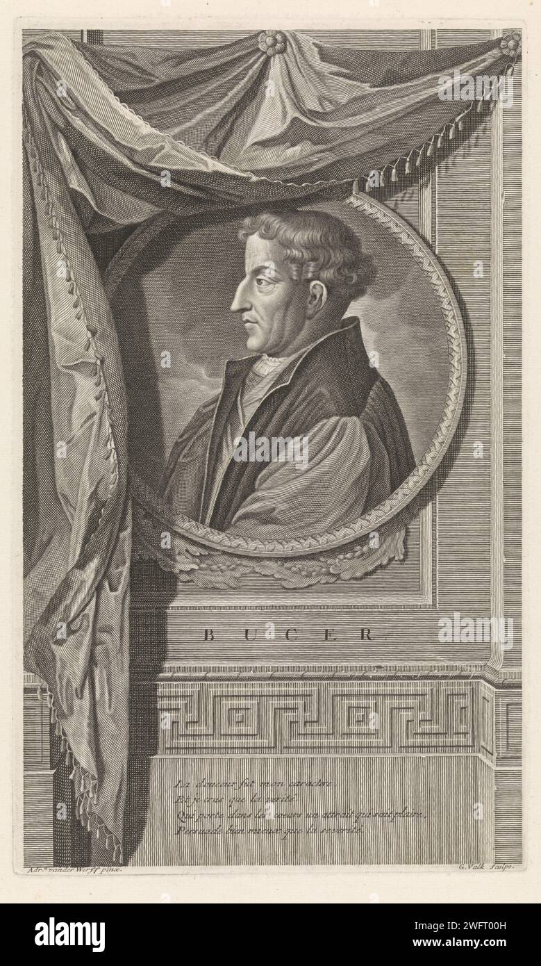 Portrait of Martinus Bucer, Gerard Valck, After Adriaen van der Werff ...