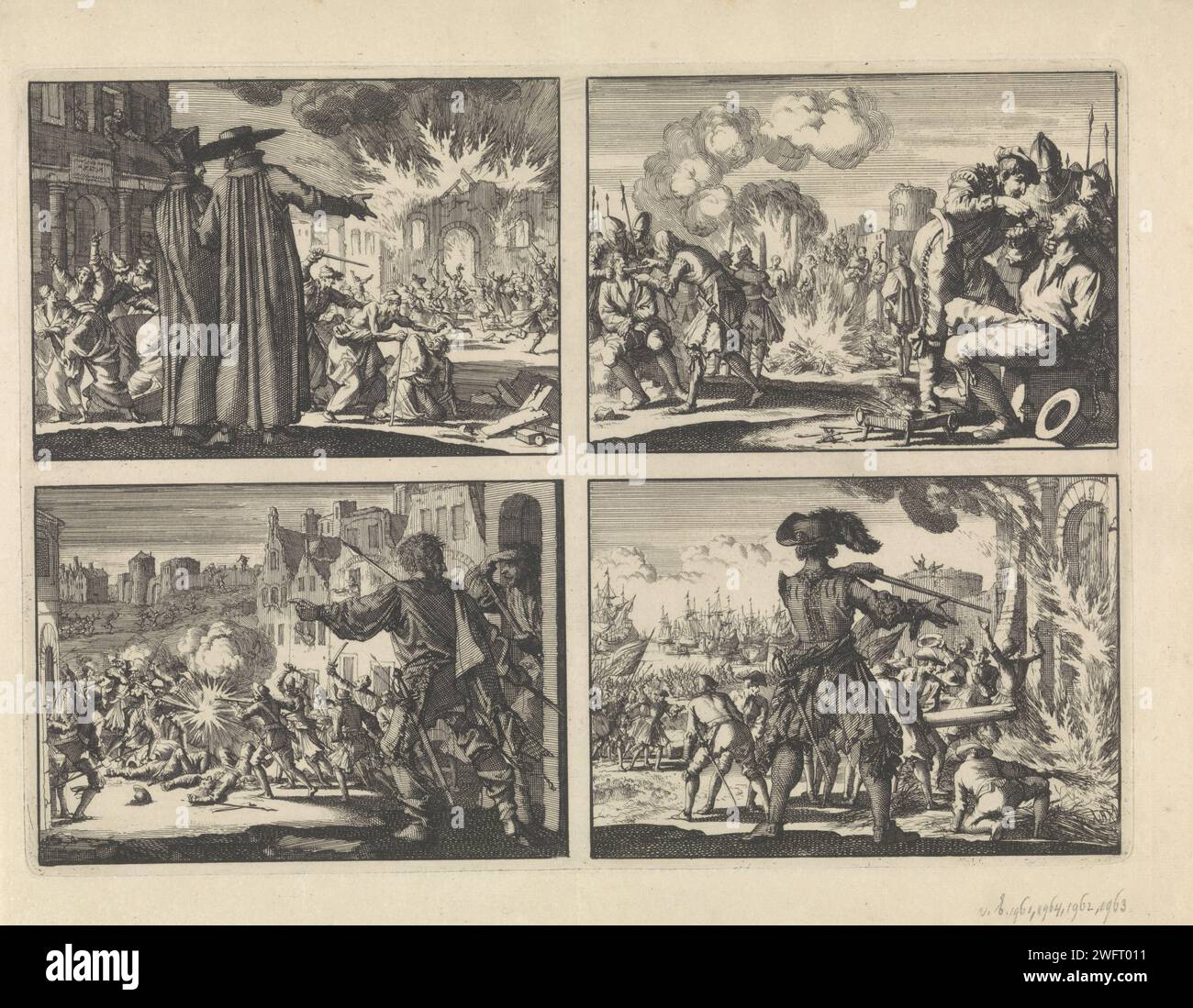 Persecution of Protestants in Krakow with two Jesuits in the foreground ...