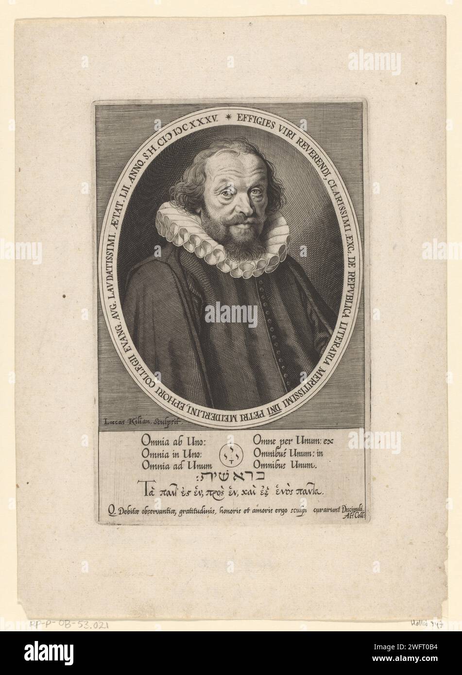 Portret van Peter Meiderlin, Lucas Kilian, 1635 print Text in Latin in ...