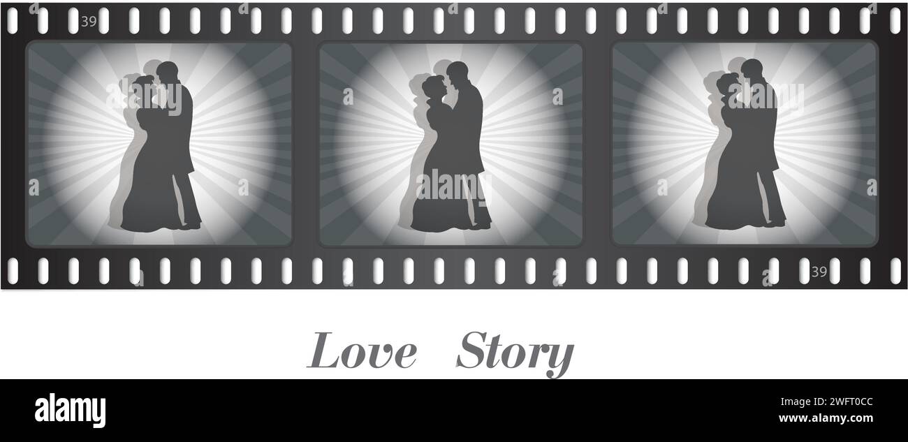 Retro movie, couple in love.Vector illustration Stock Vector Image ...