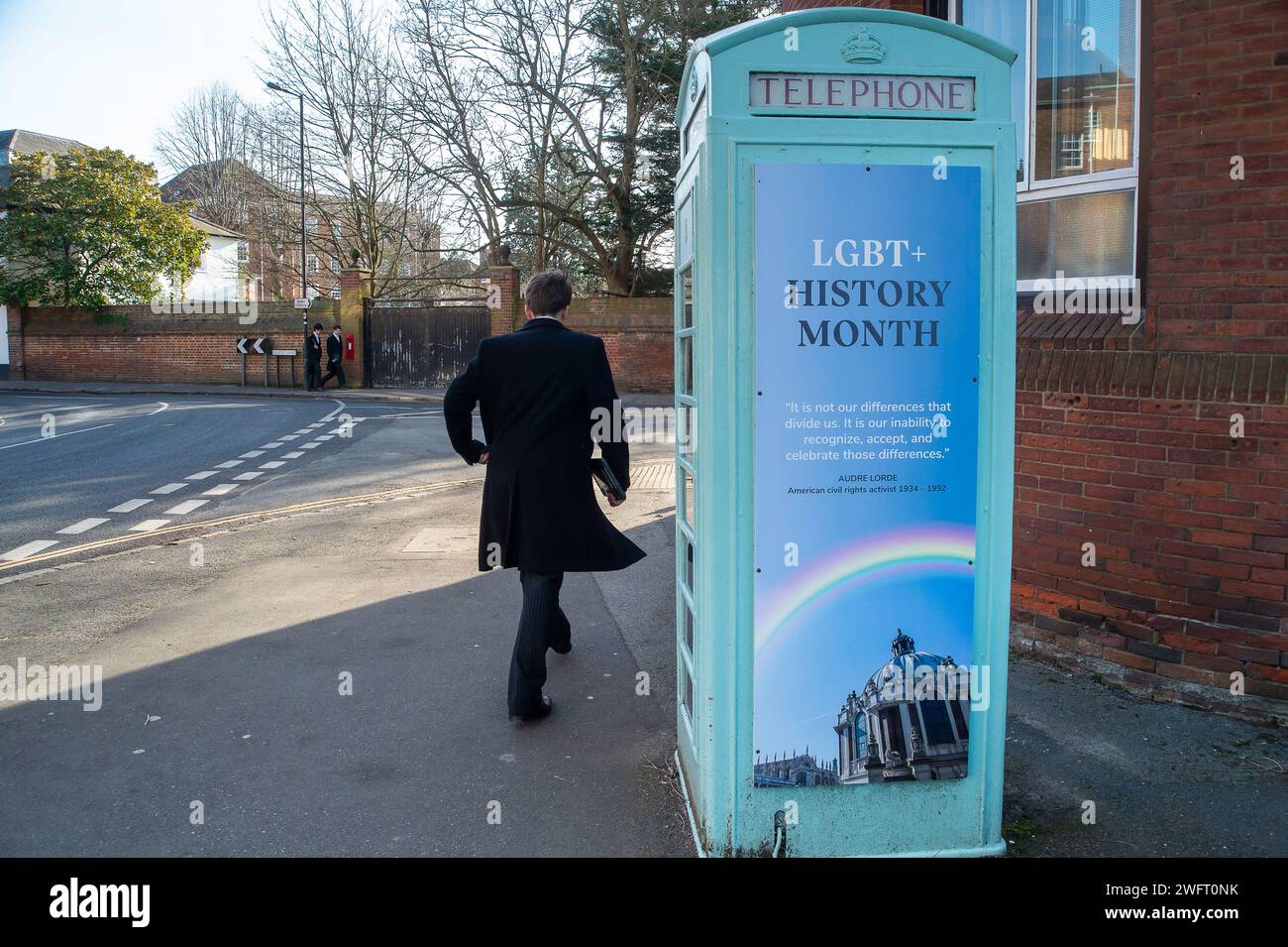 Eton, Windsor, UK. 1st February, 2024. An Eton College boy walks past a ...