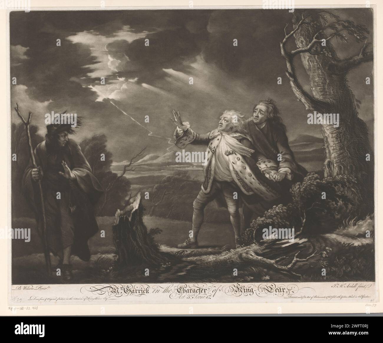 David Garrick as King Lear with the Count of Kent and Edgar Downrumed ...