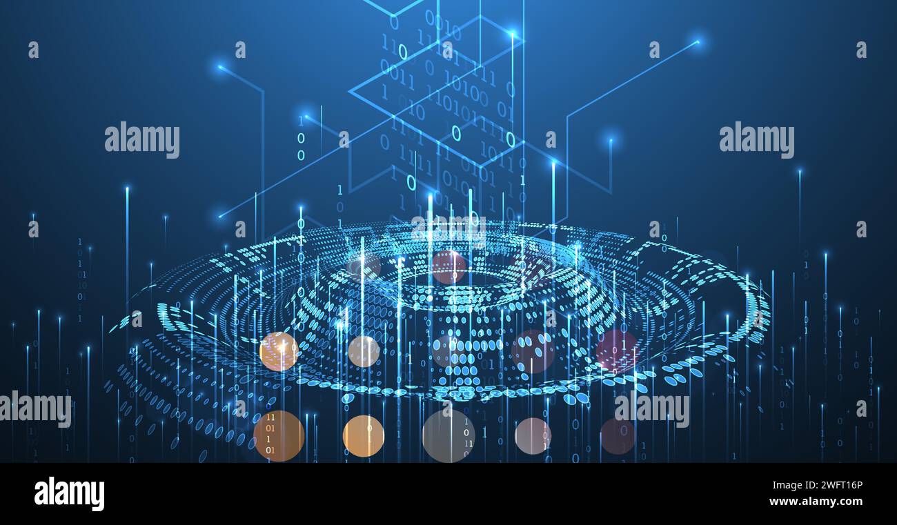 Big Data. Abstract digital futuristic wireframe vector illustration on ...