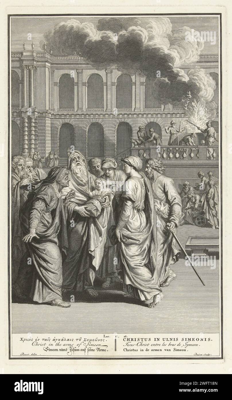 Simeon and has Christ child, Andries van Buysen (Sr.), After Bernard Picart, c. 1711 - c. 1720 ...