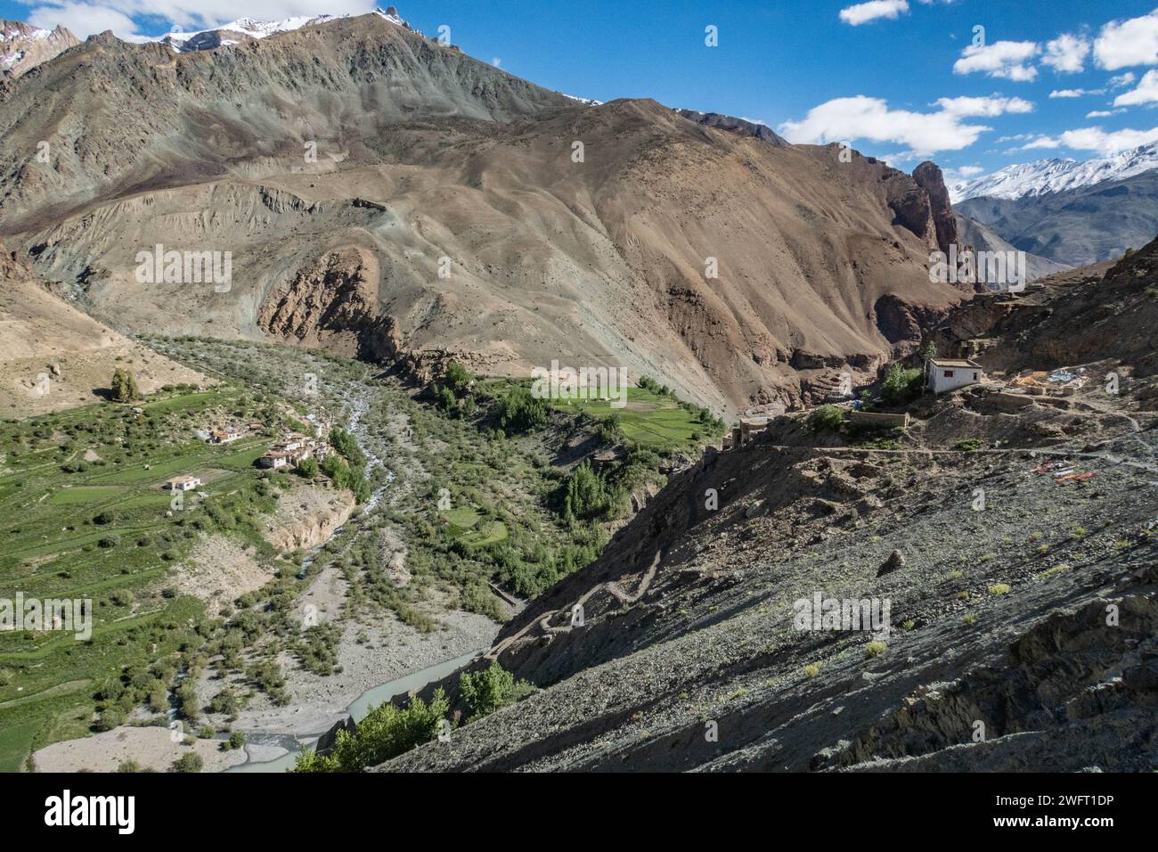View of the oasis of Lingshed on the trans-Zanskar trek, Ladakh, India ...