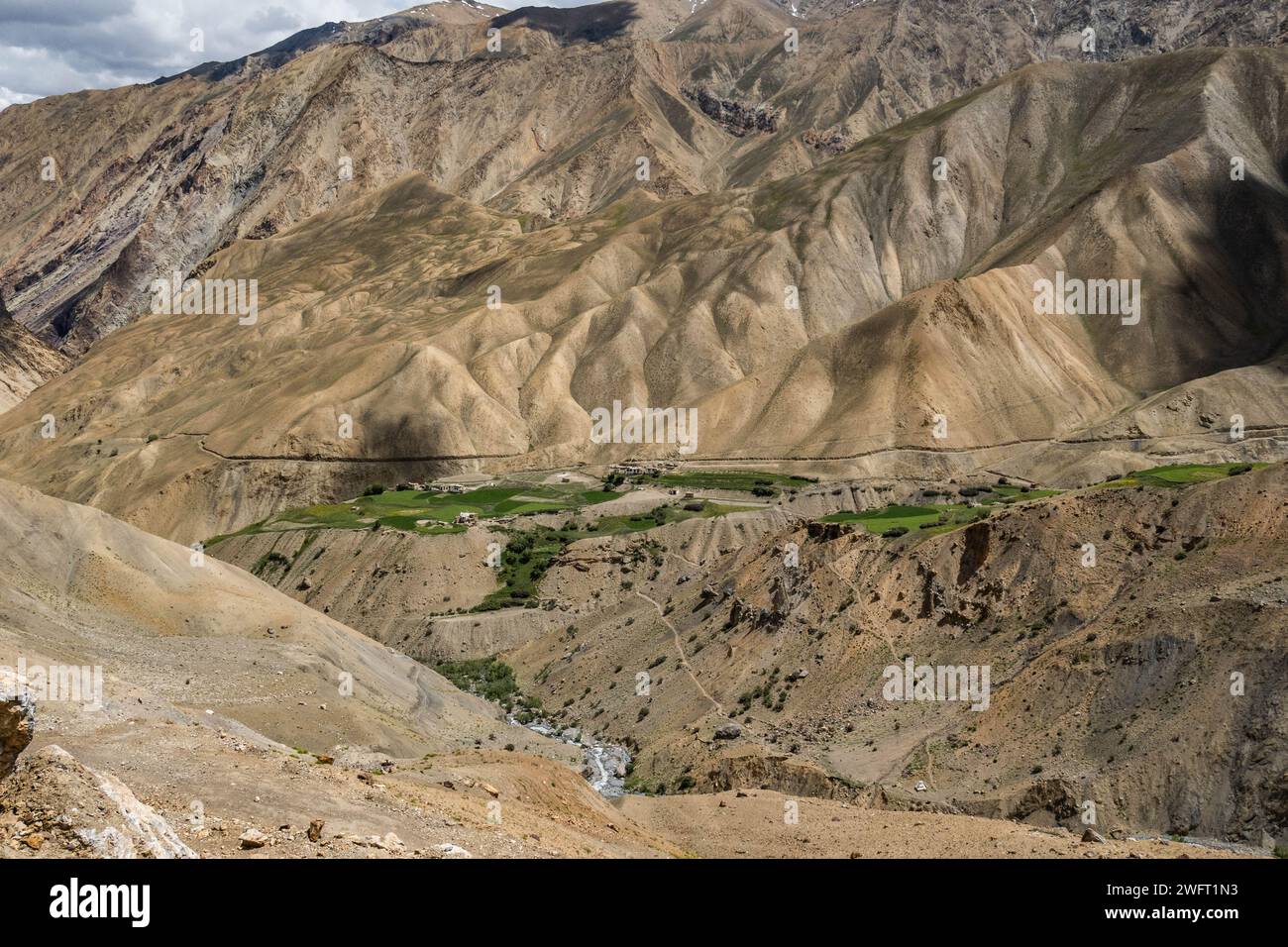 View of the oasis of Lingshed on the trans-Zanskar trek, Ladakh, India ...