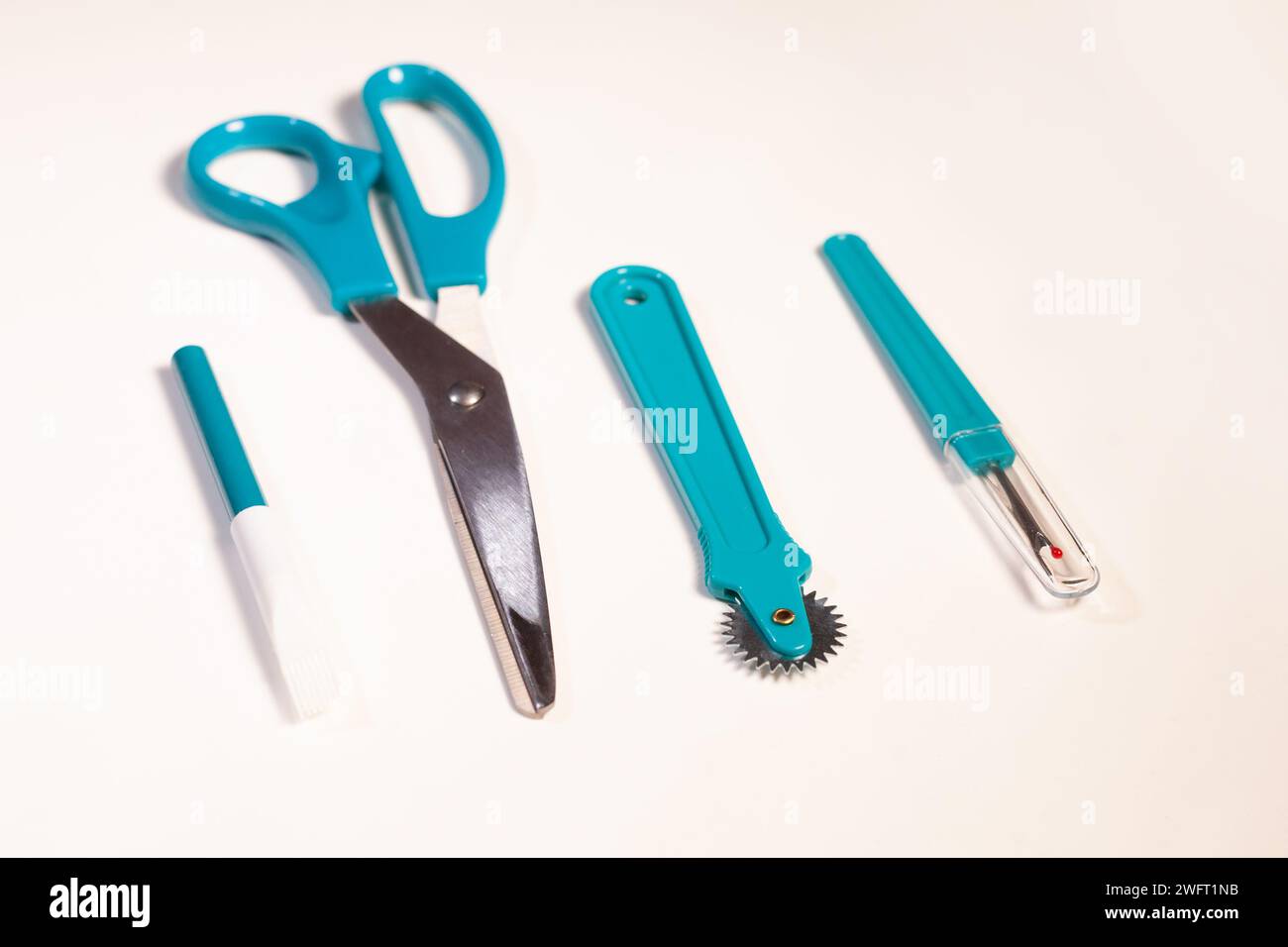 sewing equipment isolated on white background Stock Photo - Alamy