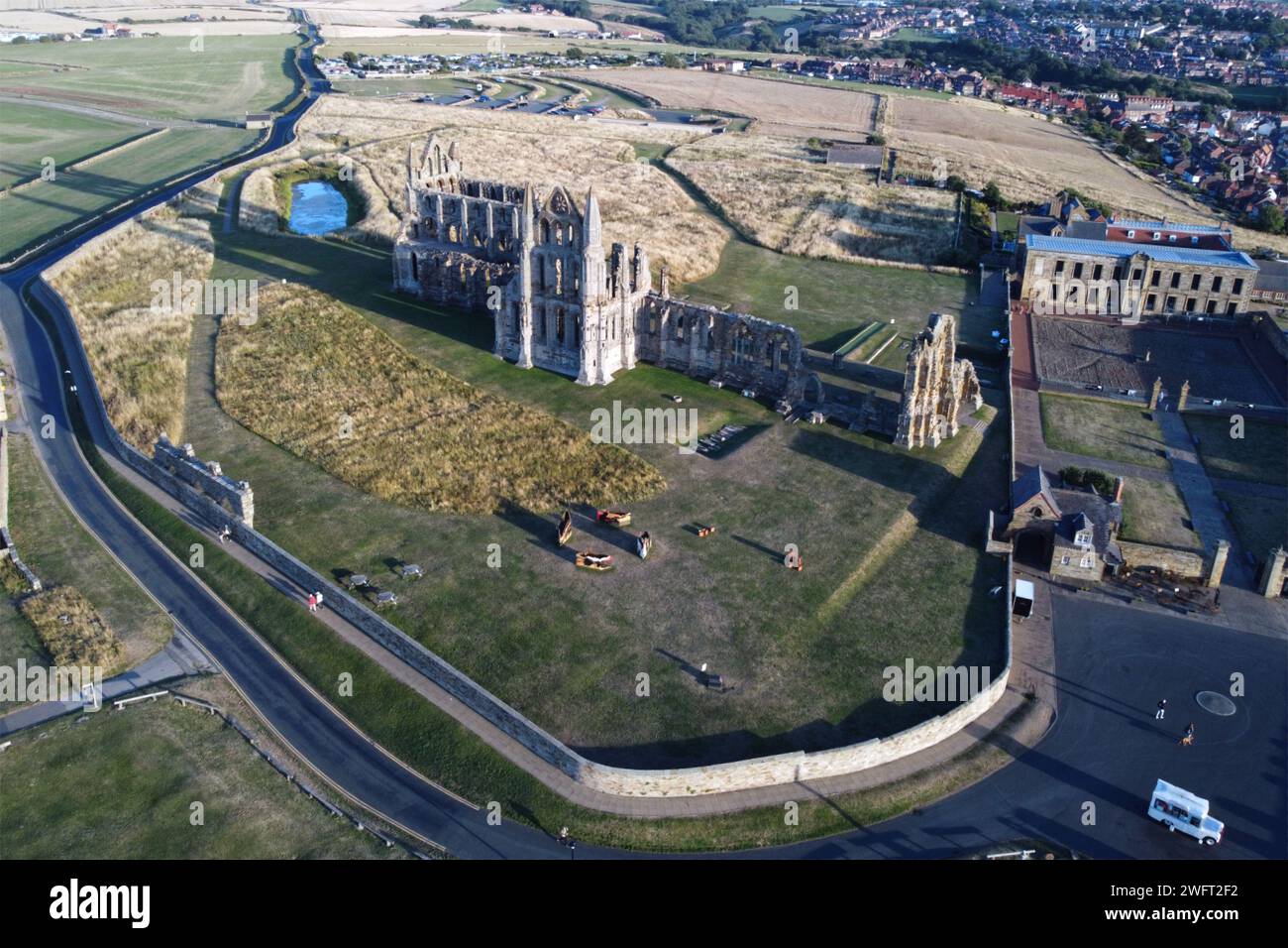 whitby abbey aerial Stock Photo - Alamy