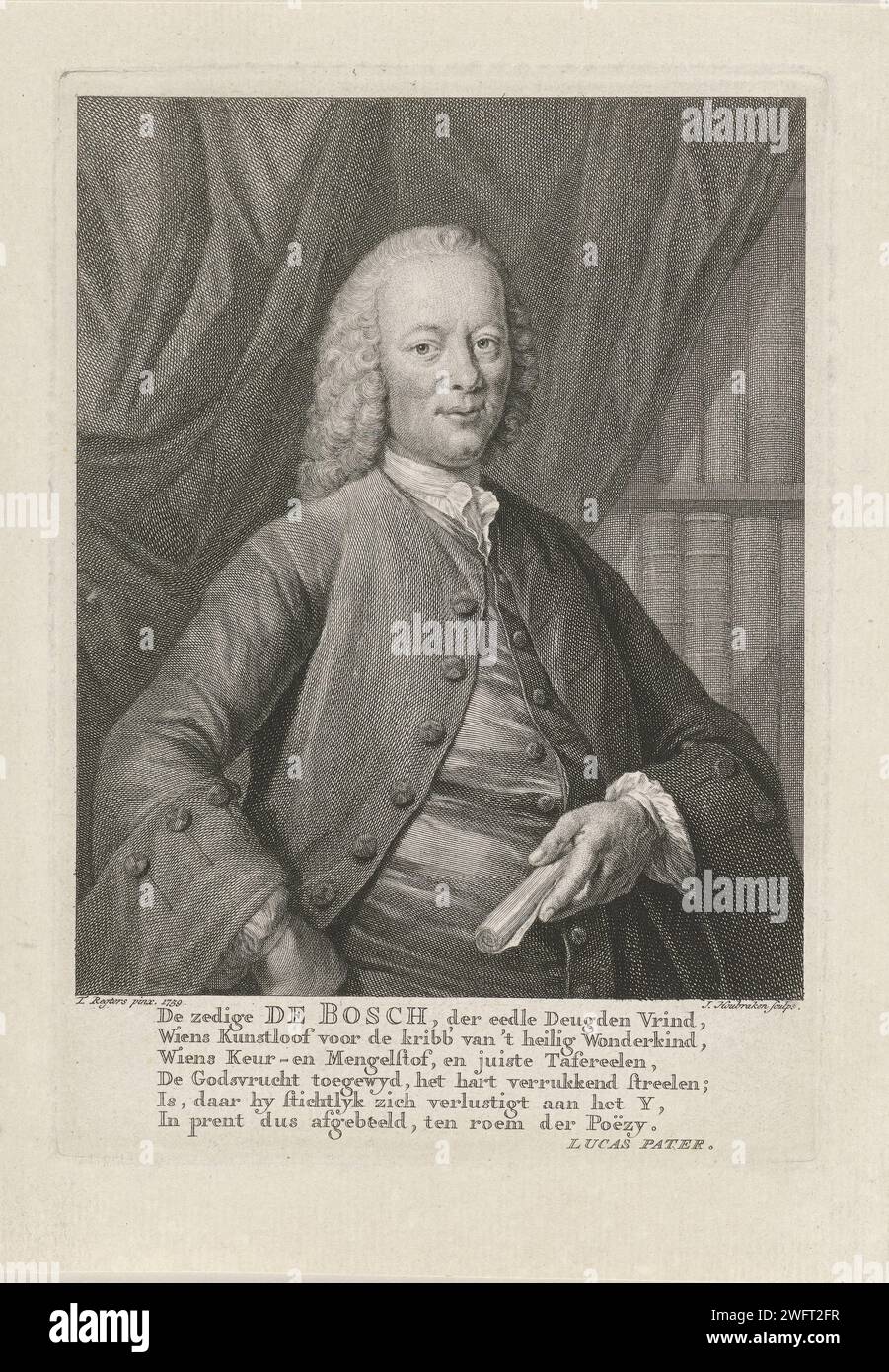 Portrait of Bernardus de Bosch, Jacob Houbraken, After Tibout Regters ...