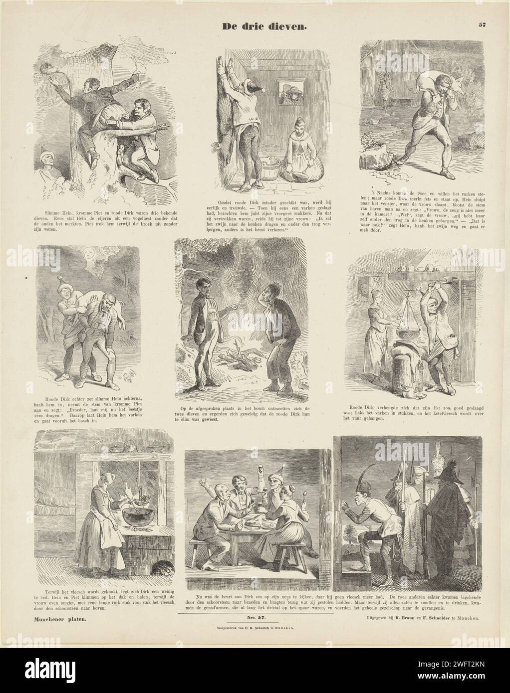 The three thieves, Anton Muttenthaler, 1843 - c. 1920 print Leaf with 7 ...