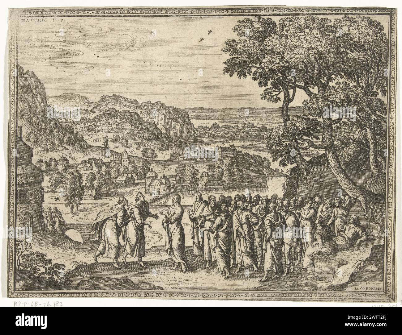 Christ answers the students of Johannes, Pieter van der Borcht (I), 1582 - 1592 print Landscape ...