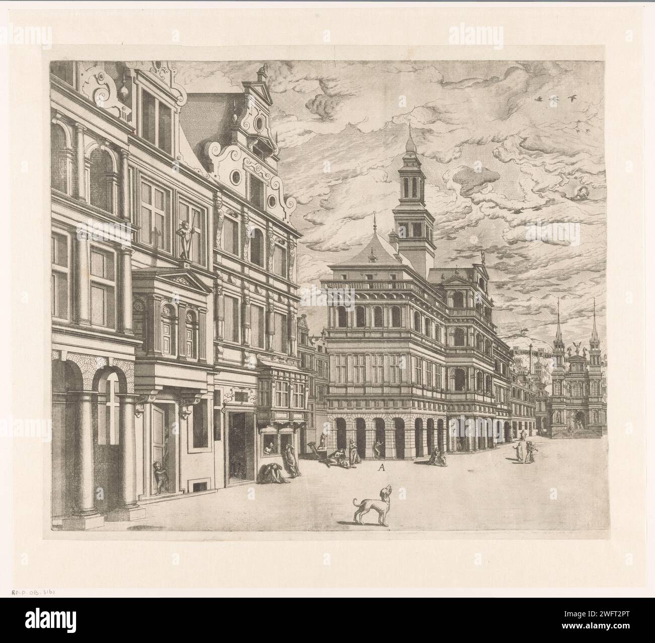 View of a square with monumental structures, Joannes van Doetechum (I ...