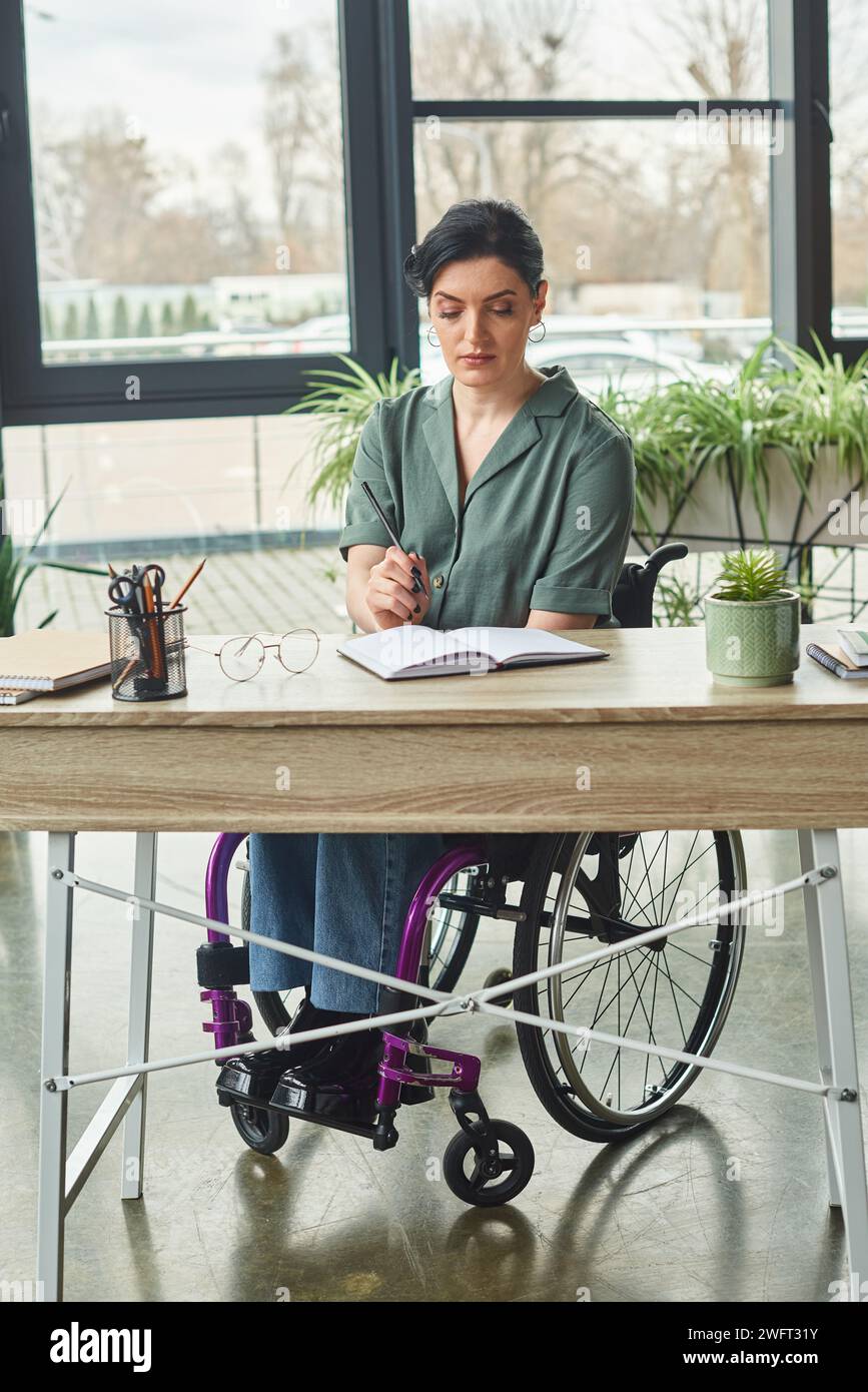 beautiful confident businesswoman in casual attire in wheelchair ...