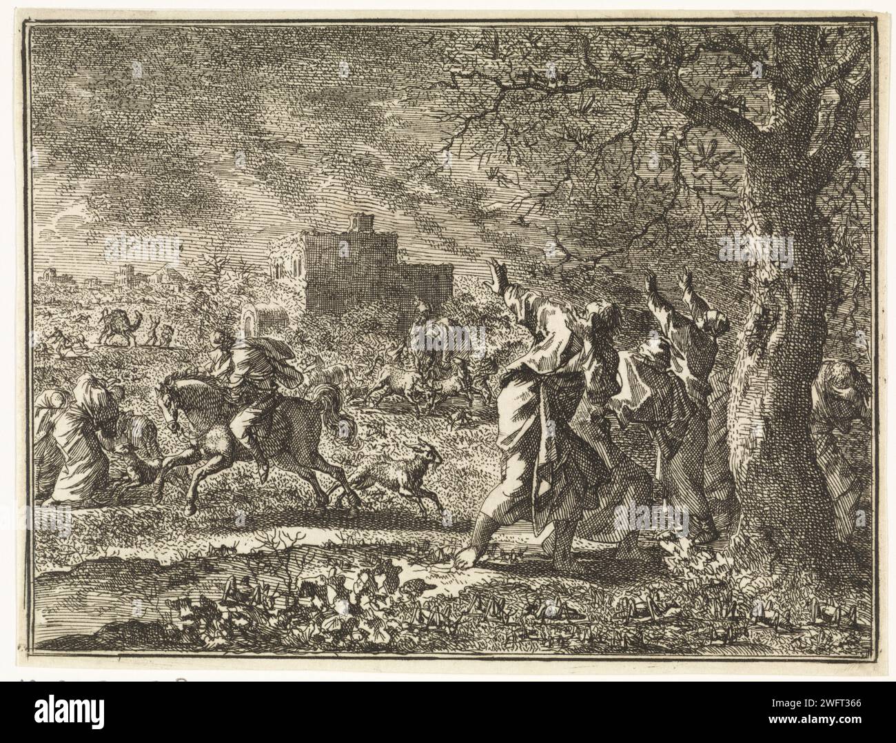 Test of the locusts, Jan Luyken, 1712 print Amsterdam paper etching the ...